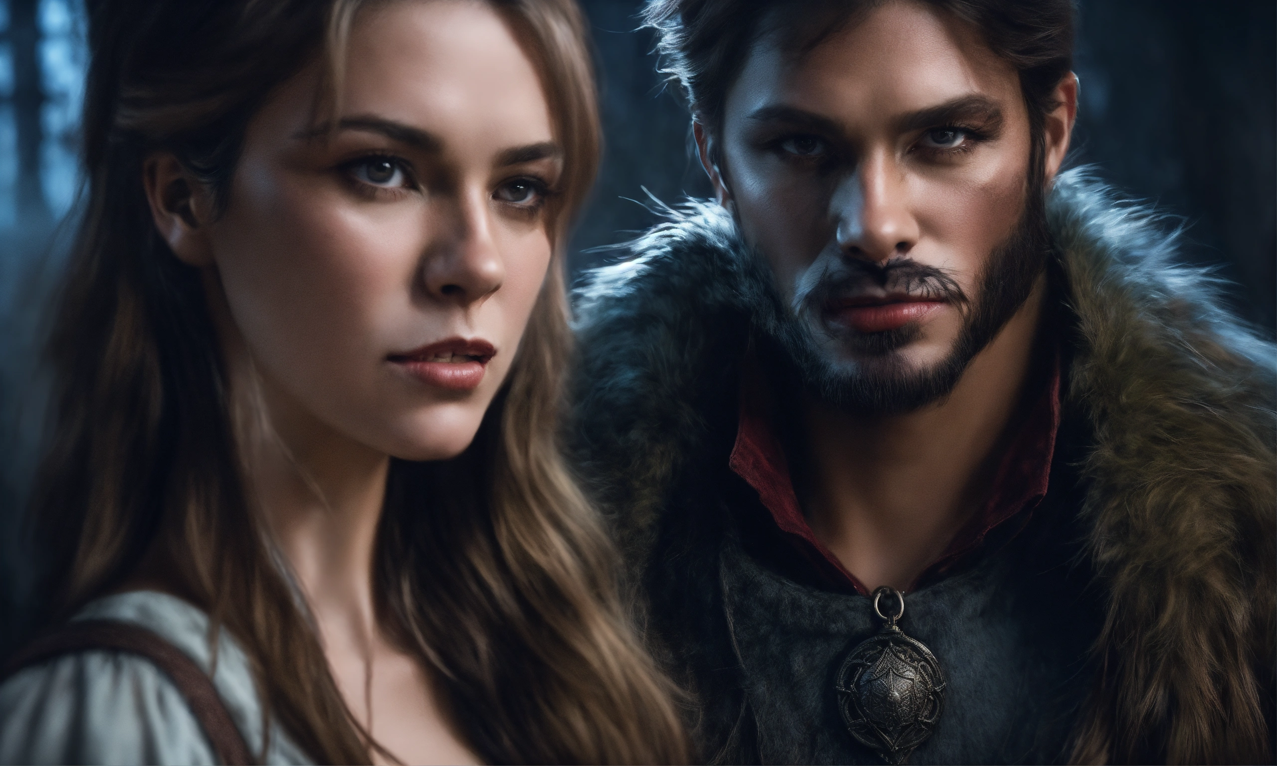 Lexica - Beautiful girl and handsome man in werewolf academy, mystic ...