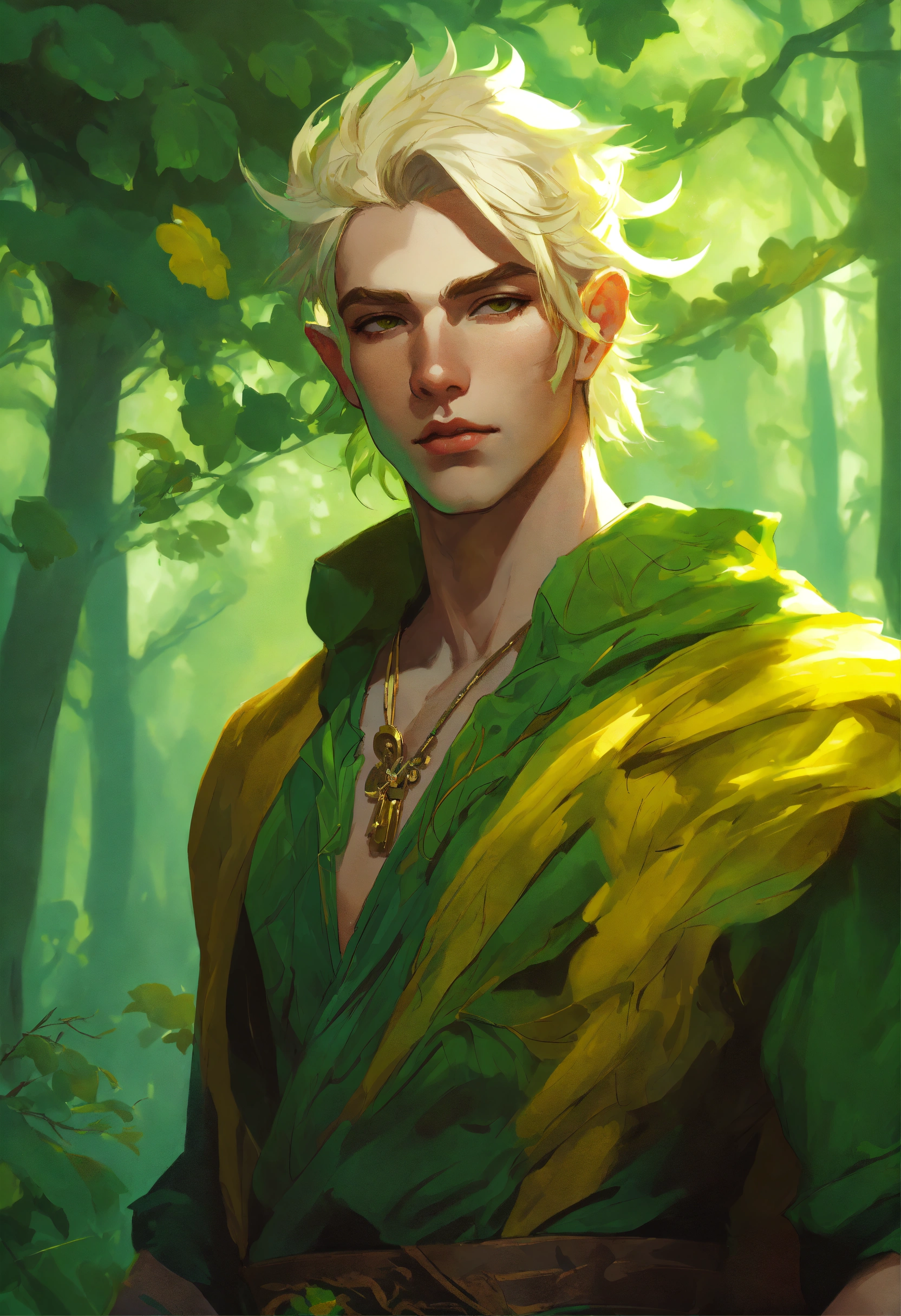 Lexica - Young beautiful male boy forest spirit, elven, green and ...