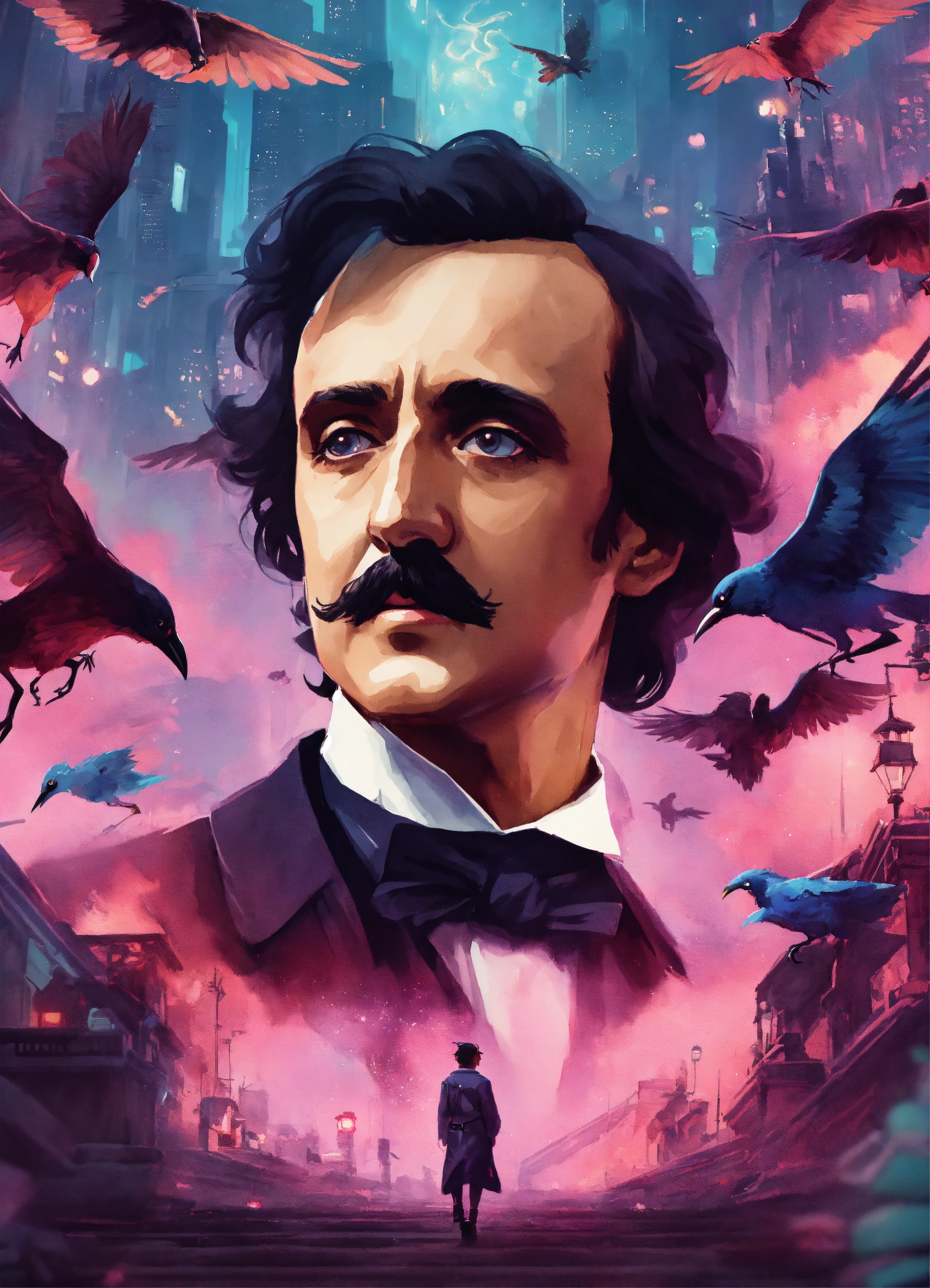 Lexica - A hyper detailed illustration of a print of a Edgar Allan Poe ...