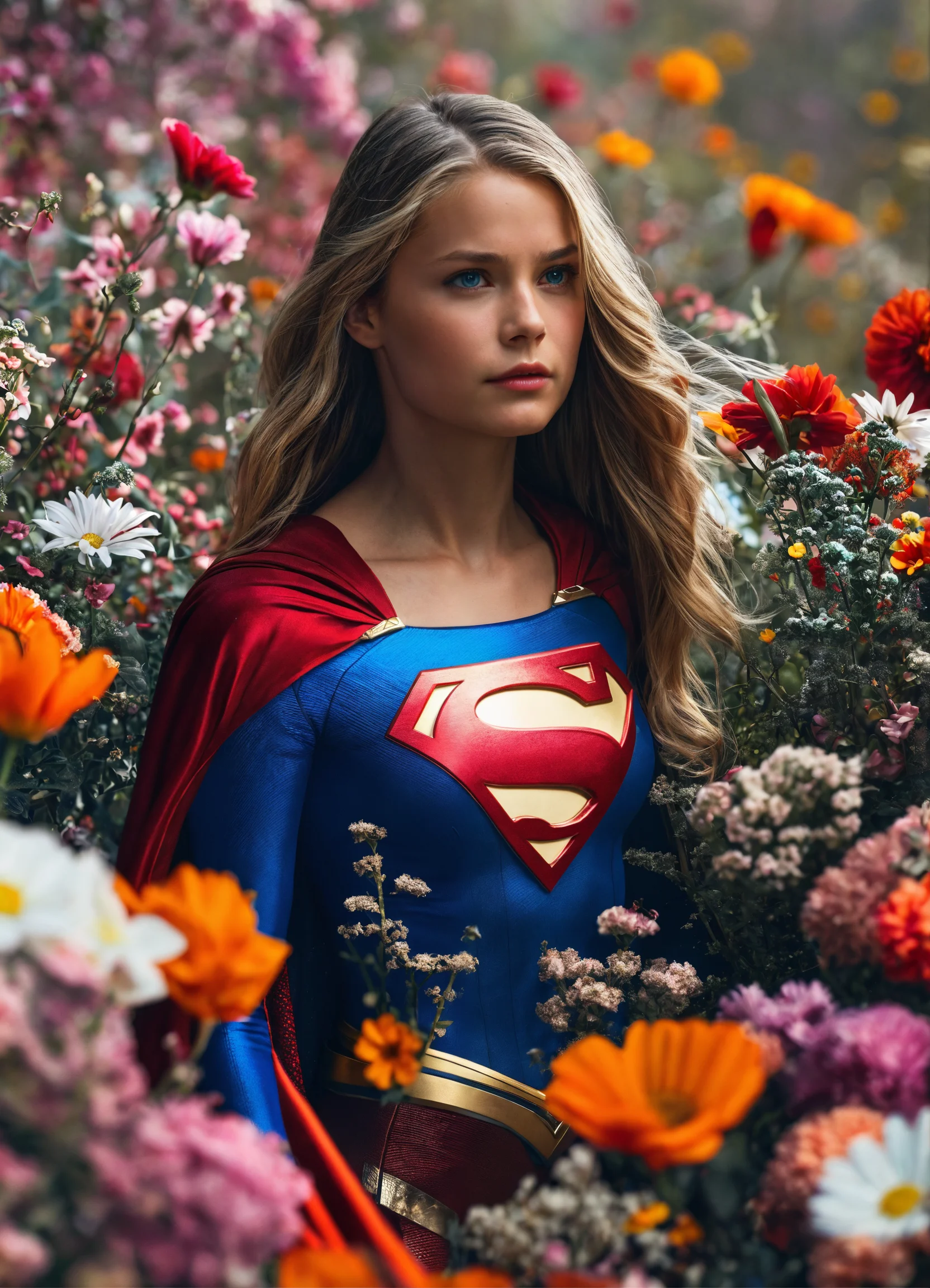 Lexica - Supergirl superhero surrounded by flowers, 8k poto, stunning ...