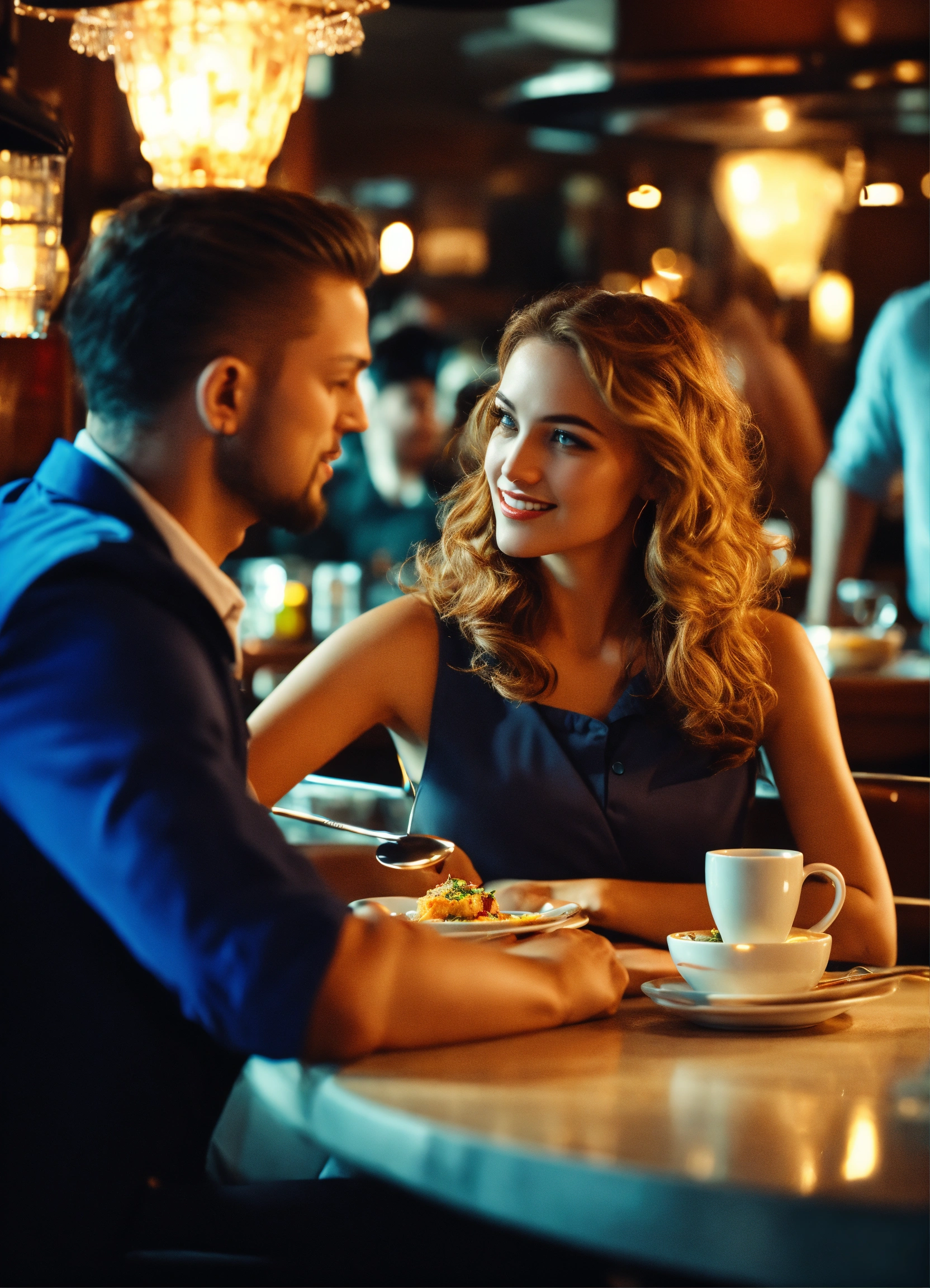 Lexica - Cinematic photo man flirting with waitress, high definition ...