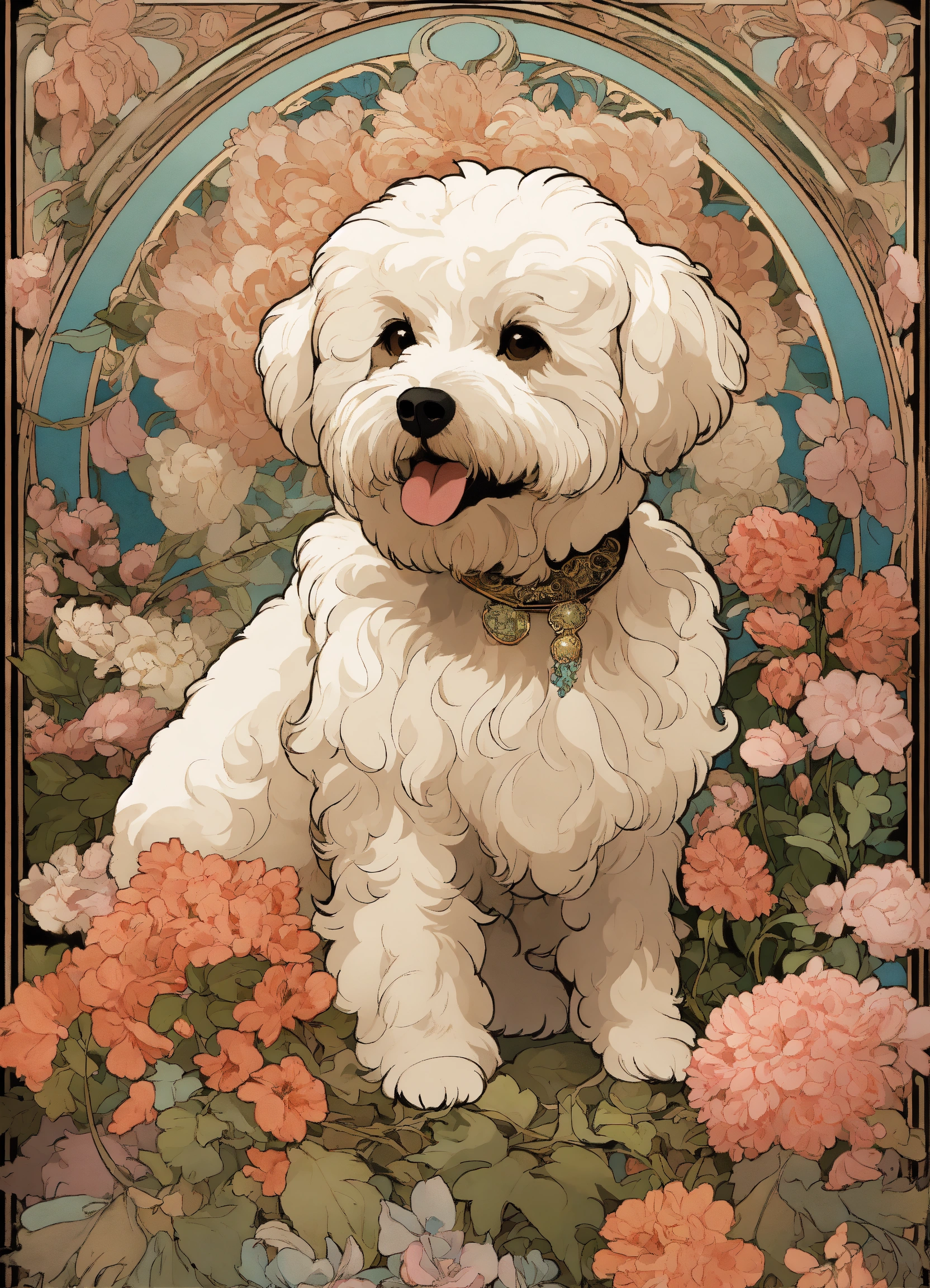 Lexica - Alphonse Mucha overwhelmingly beautiful bichon friese framed ...
