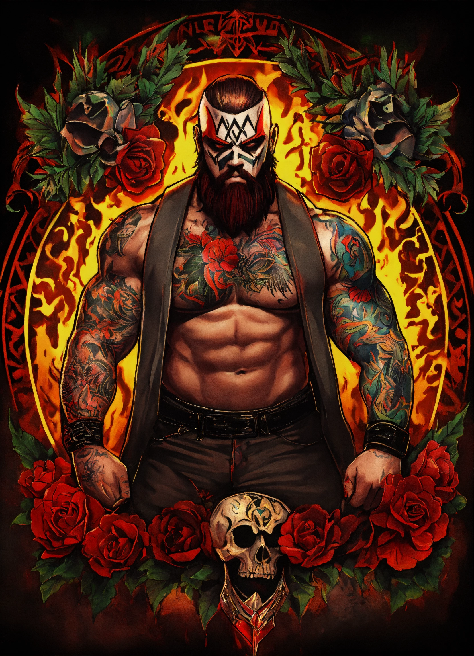 Lexica - Fiend WWE wrestler neo traditional tattoo design