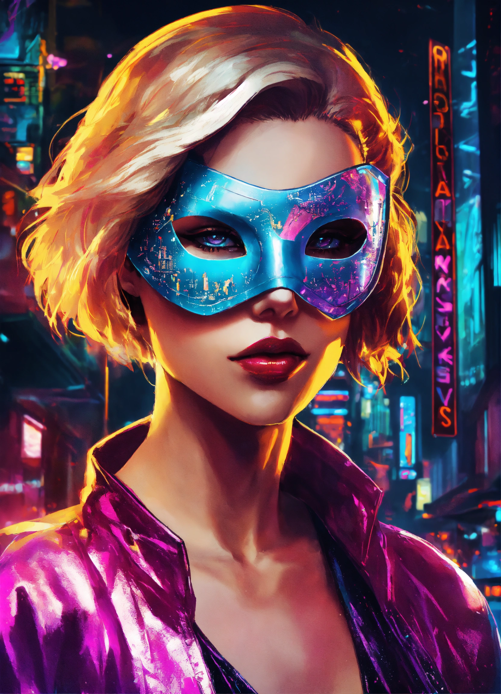 Lexica - Australian cyberpunk in glamorous with mask at a masquerade ...