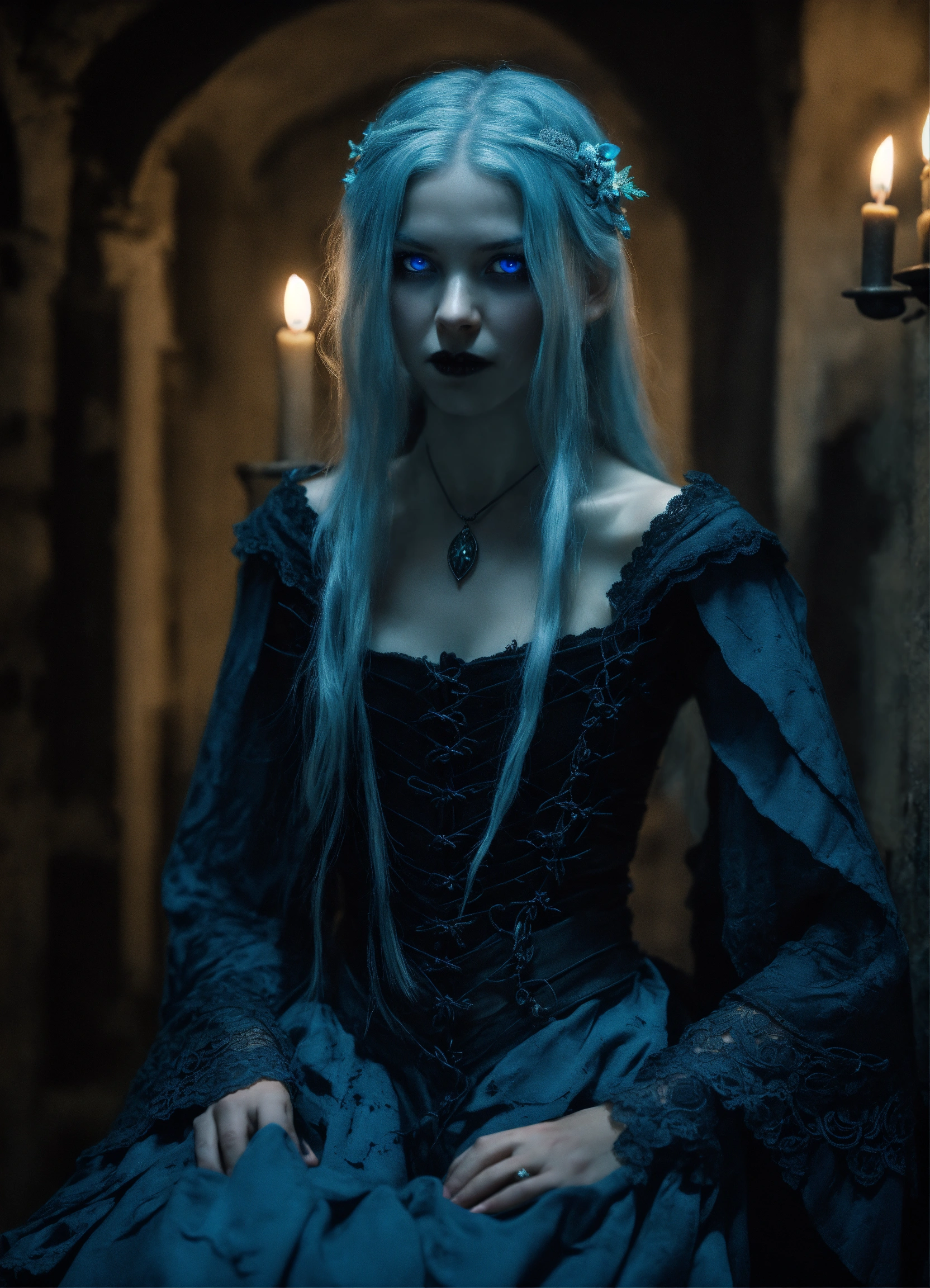 Lexica - Body portrait, twelve year old female goth necromancer, very ...