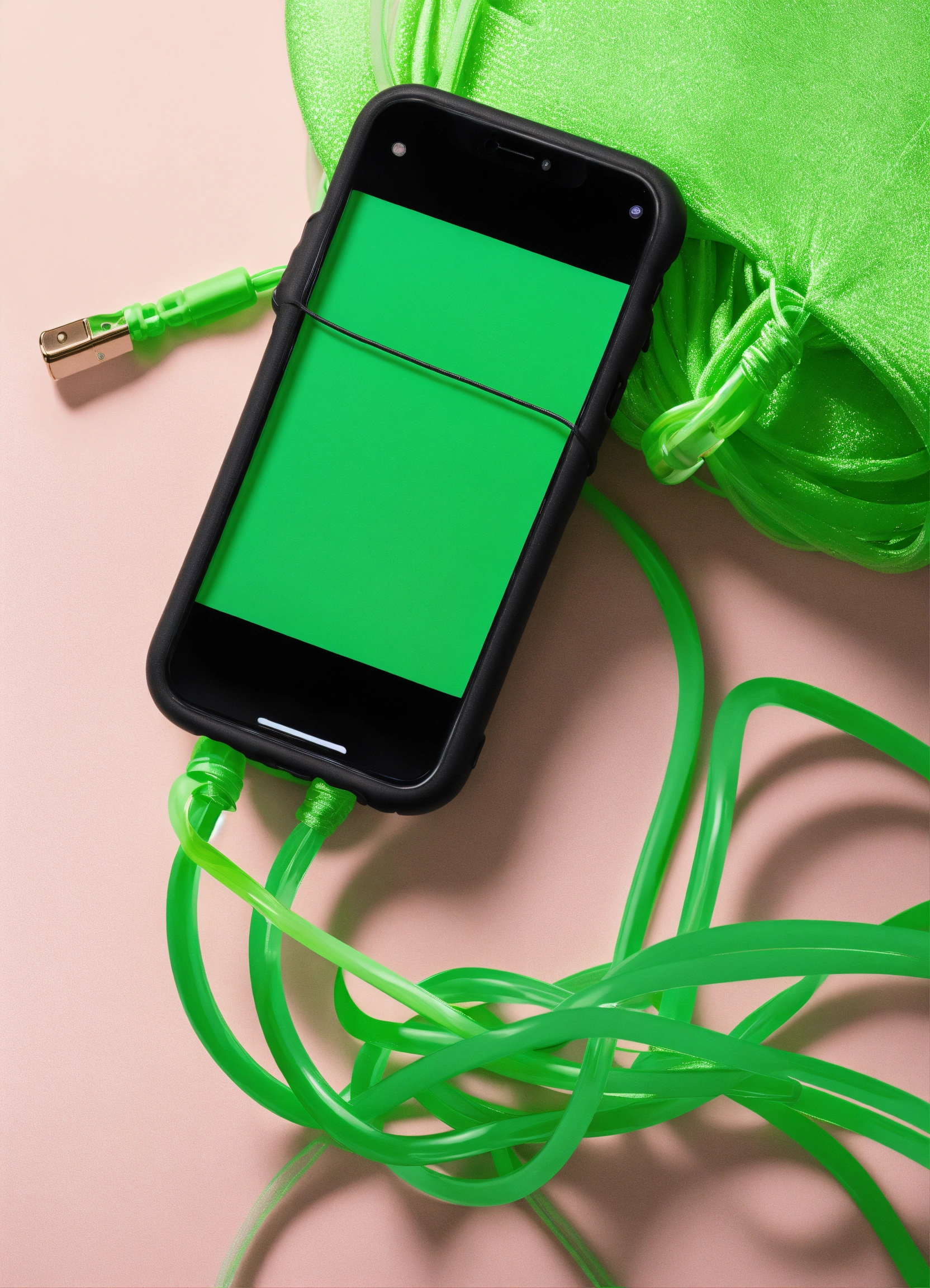 Lexica - Suspended secure green bungee cords in knot wrapped around ...