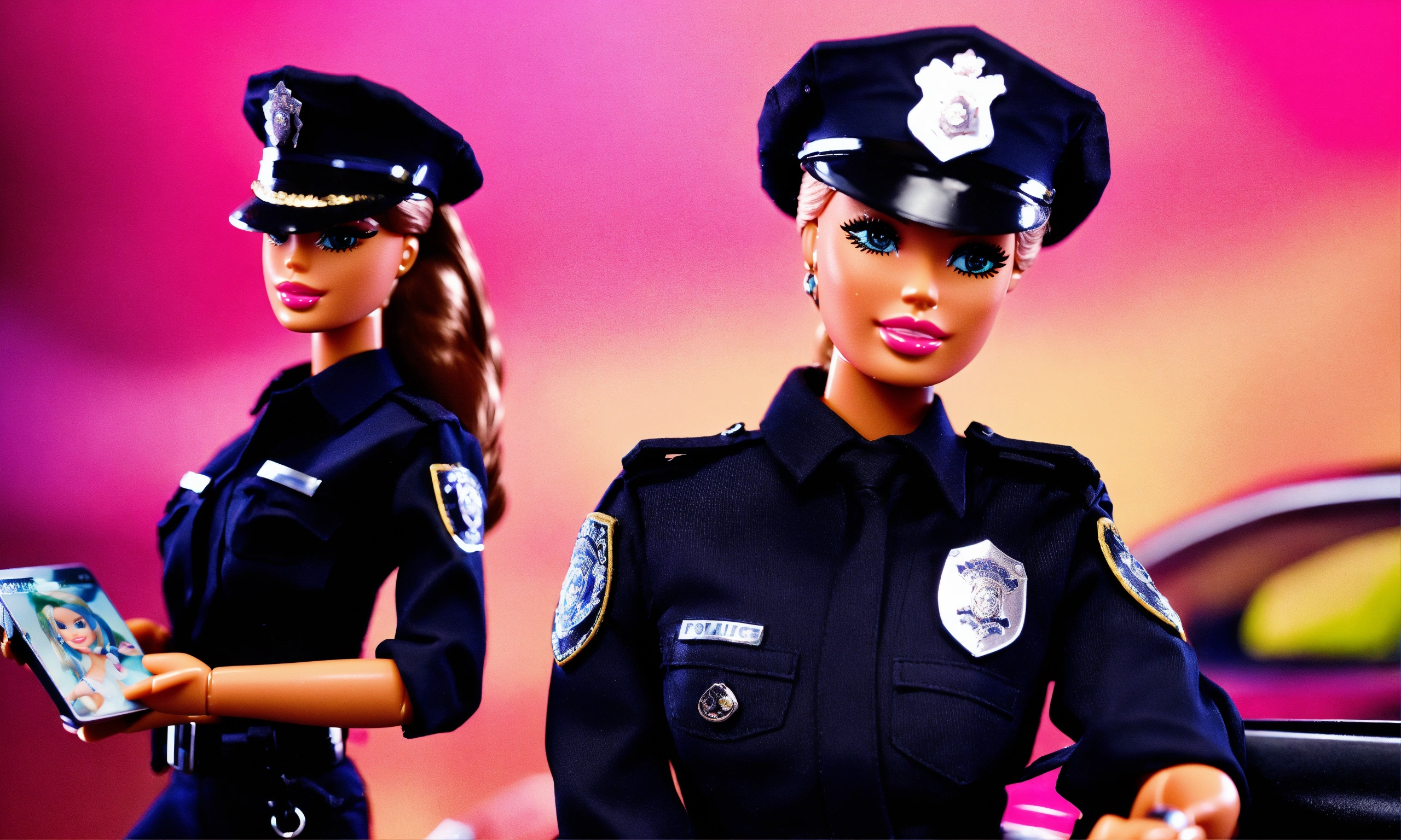 Lexica - Barbie dolls, career as a police officer, pink, and black ...