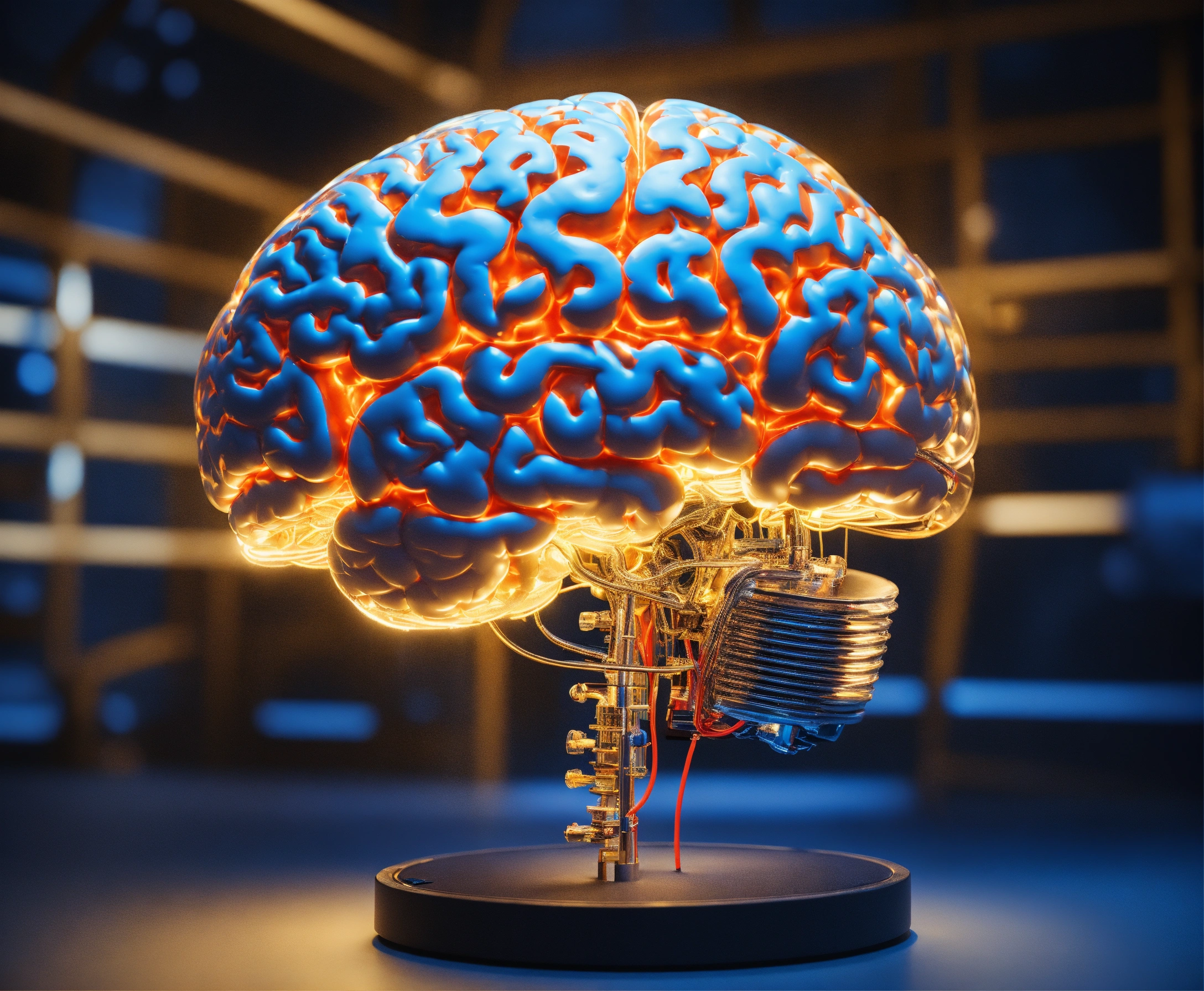 Lexica - "illuminated thought process", glowing brain center stage ...