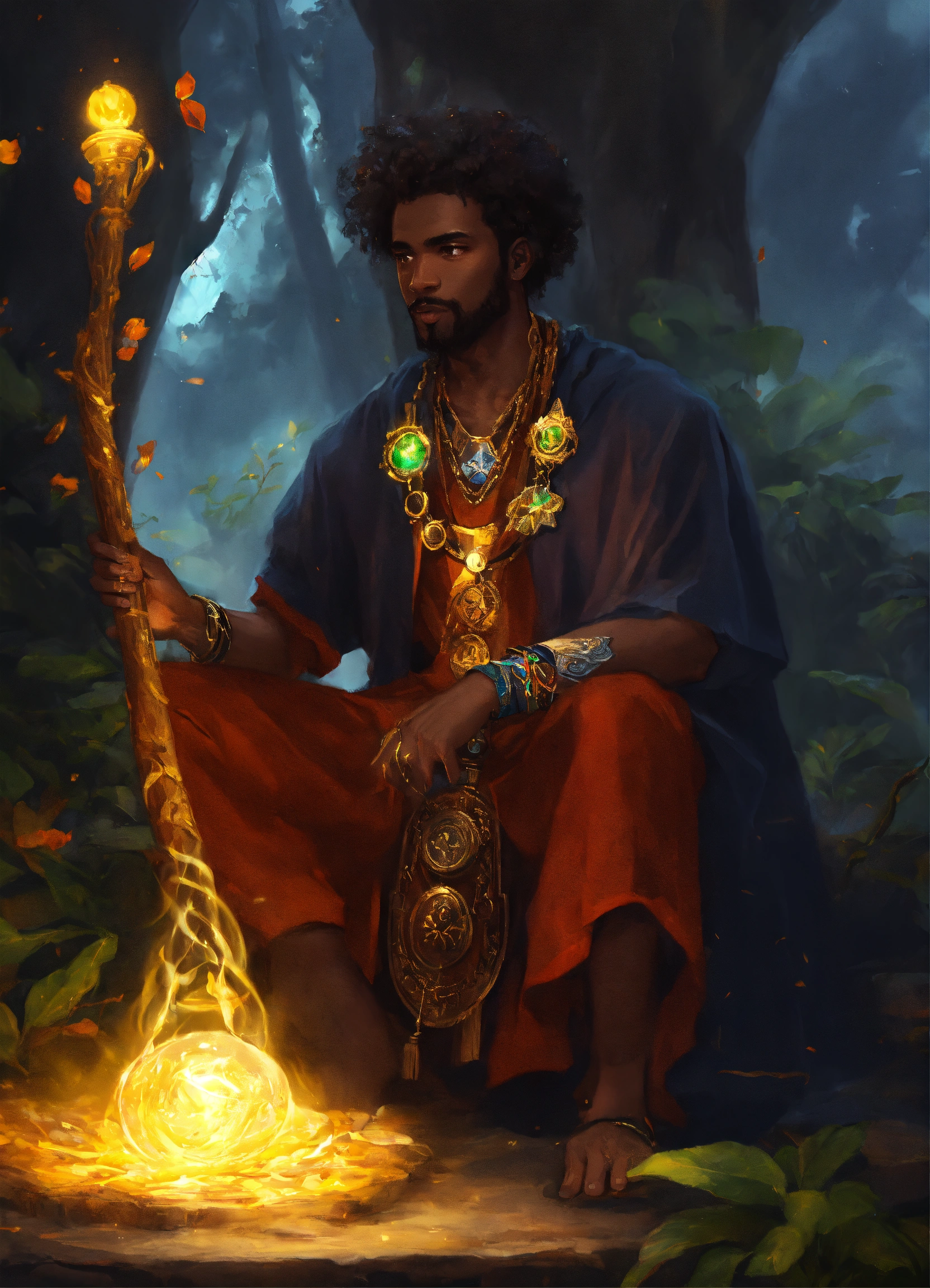 Lexica - Black guy Druid using magic