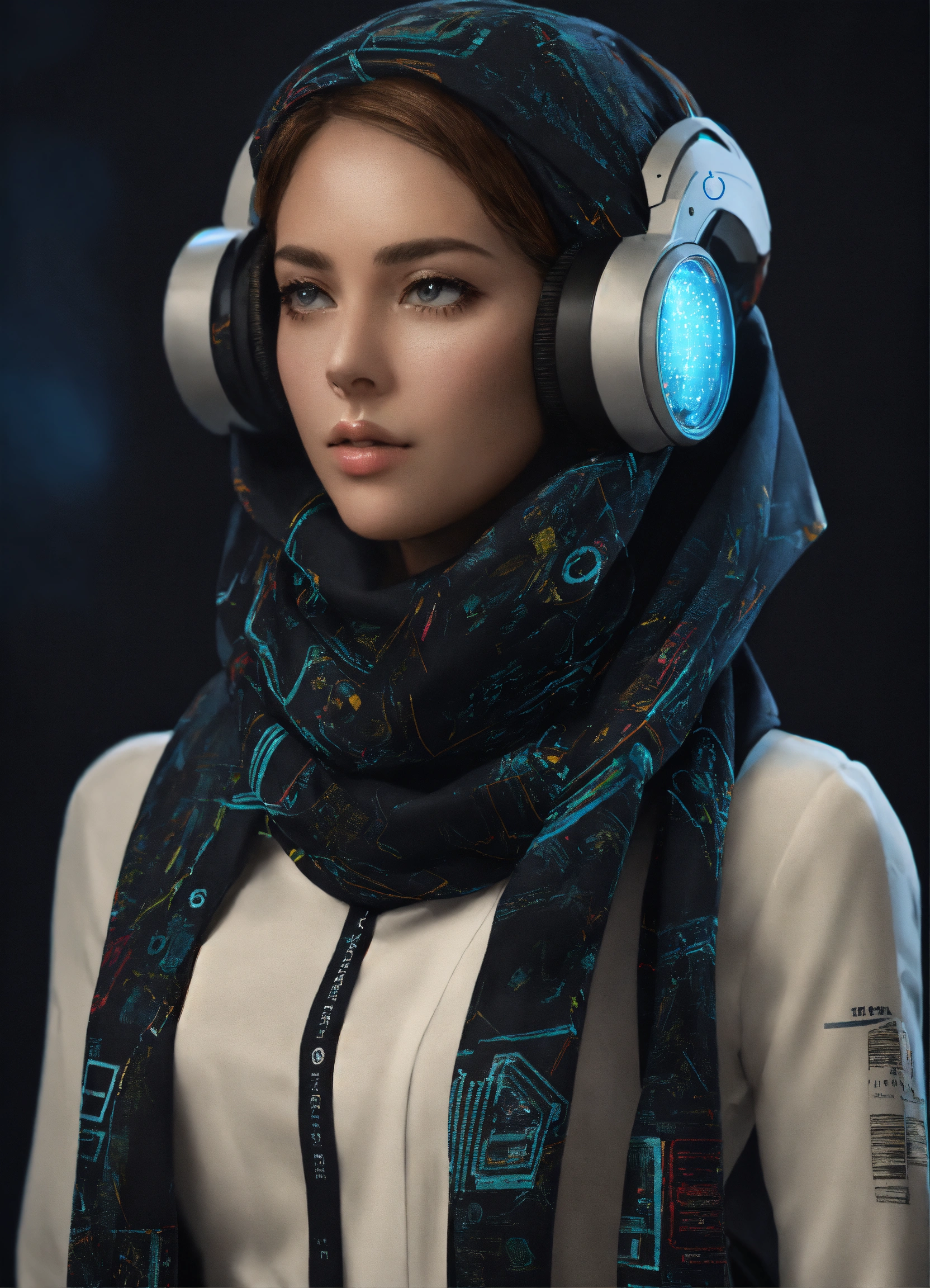 Lexica - A modest scientist ai robot women scarf expression more with a ...
