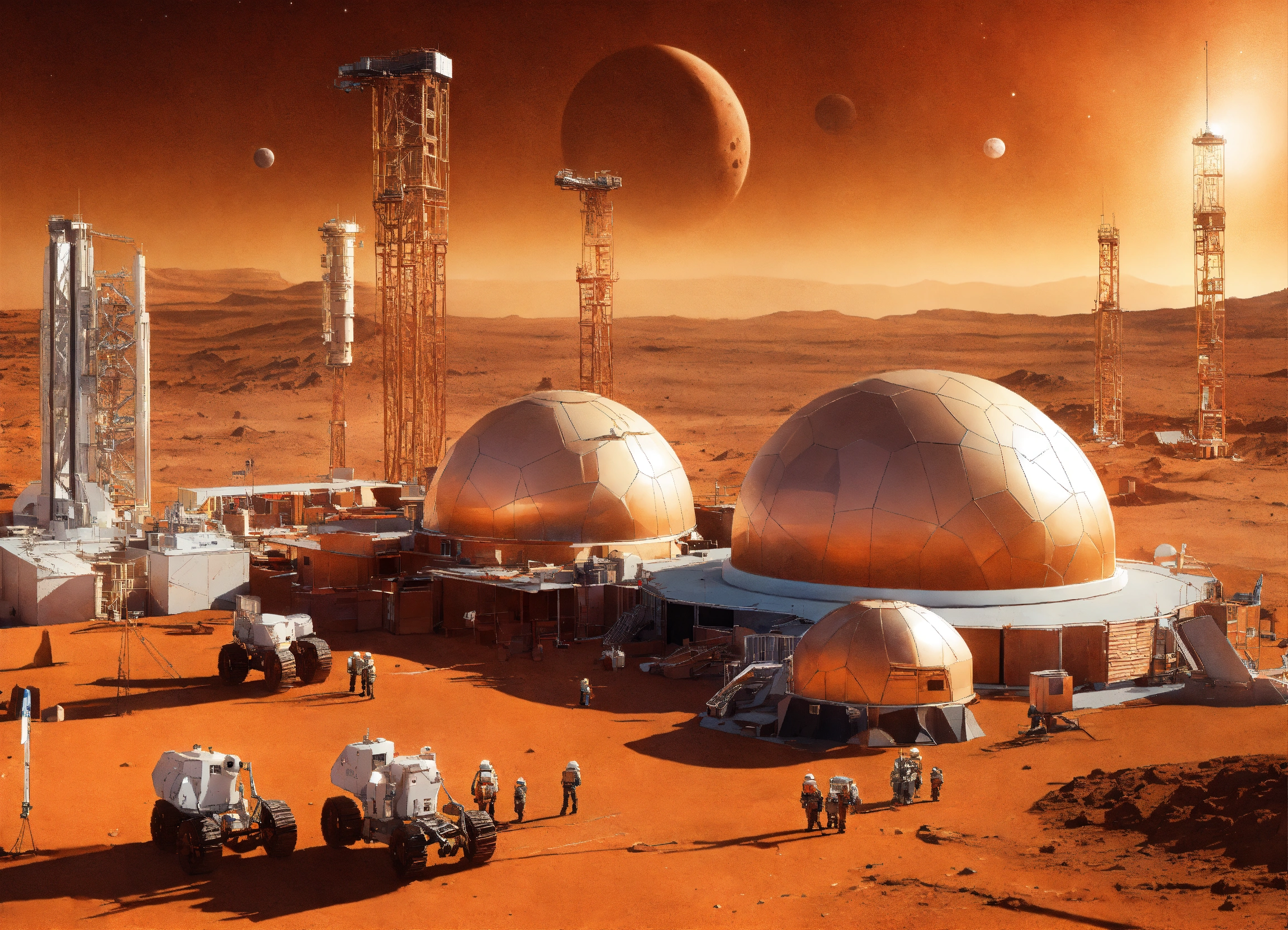 Lexica - Picture of construction on mars using space age technology ...