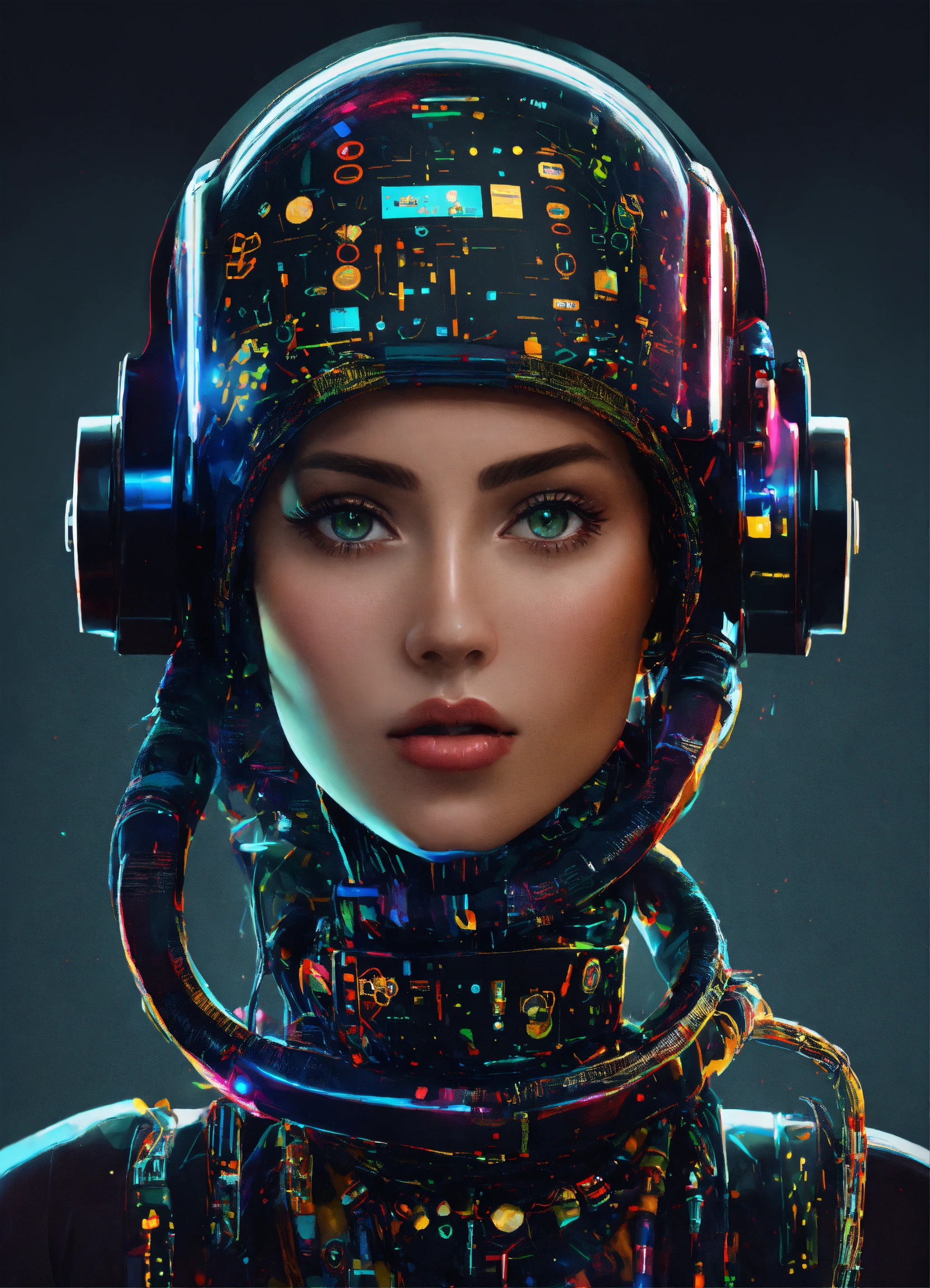 Lexica - A modest scientist ai robot women scarf expression more with a ...