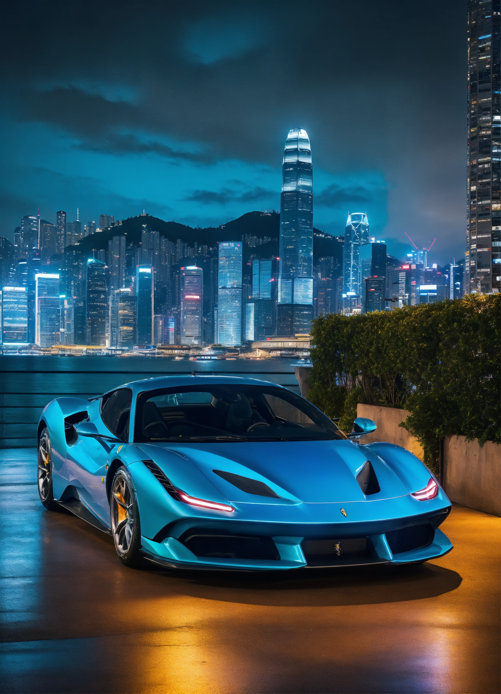 Lexica - 2023 Ferrari SF90 Stradale cyan, doors opened, metallic ...