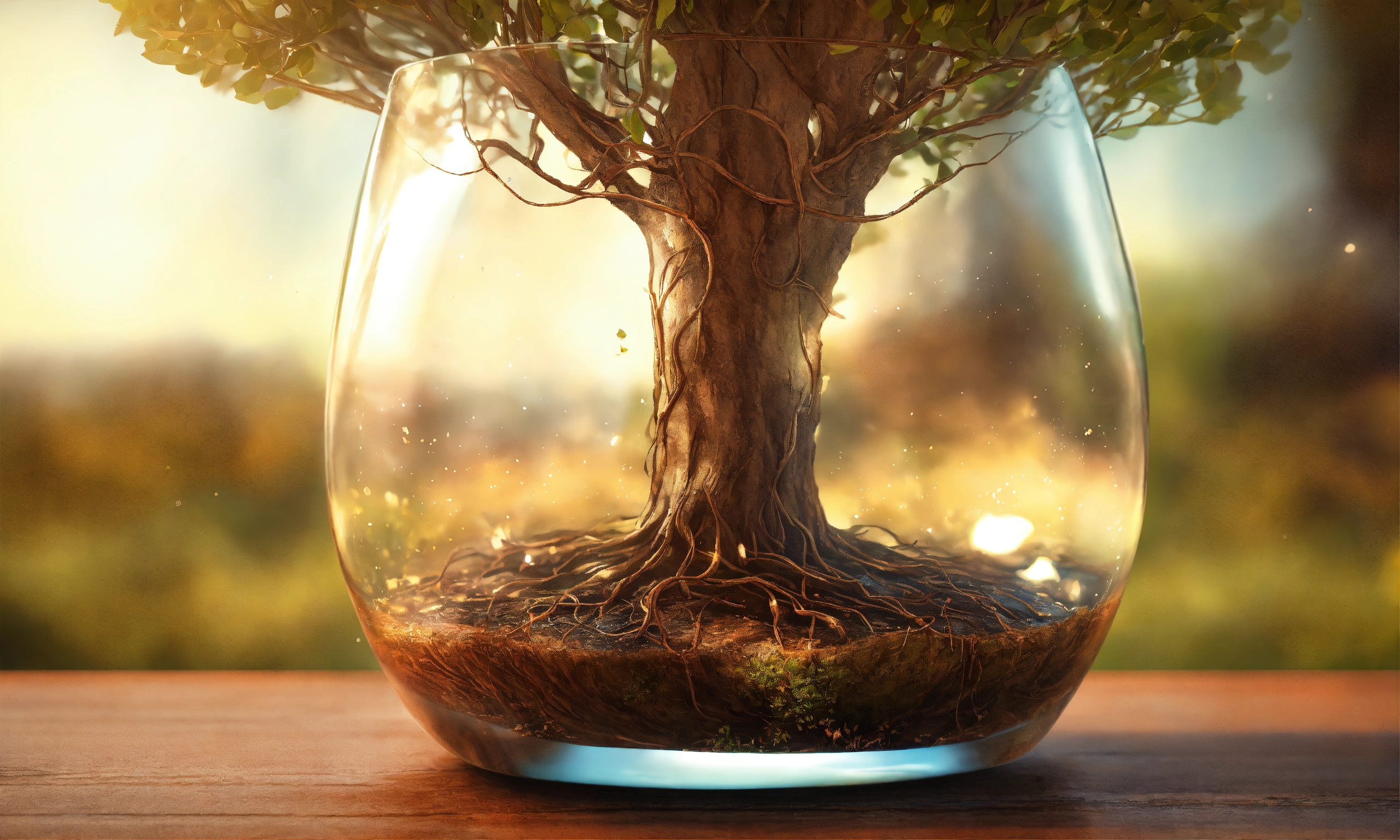 Lexica - Indepth Detailed, minute details, closeup of tree roots underneath a glass, dreamlike ...