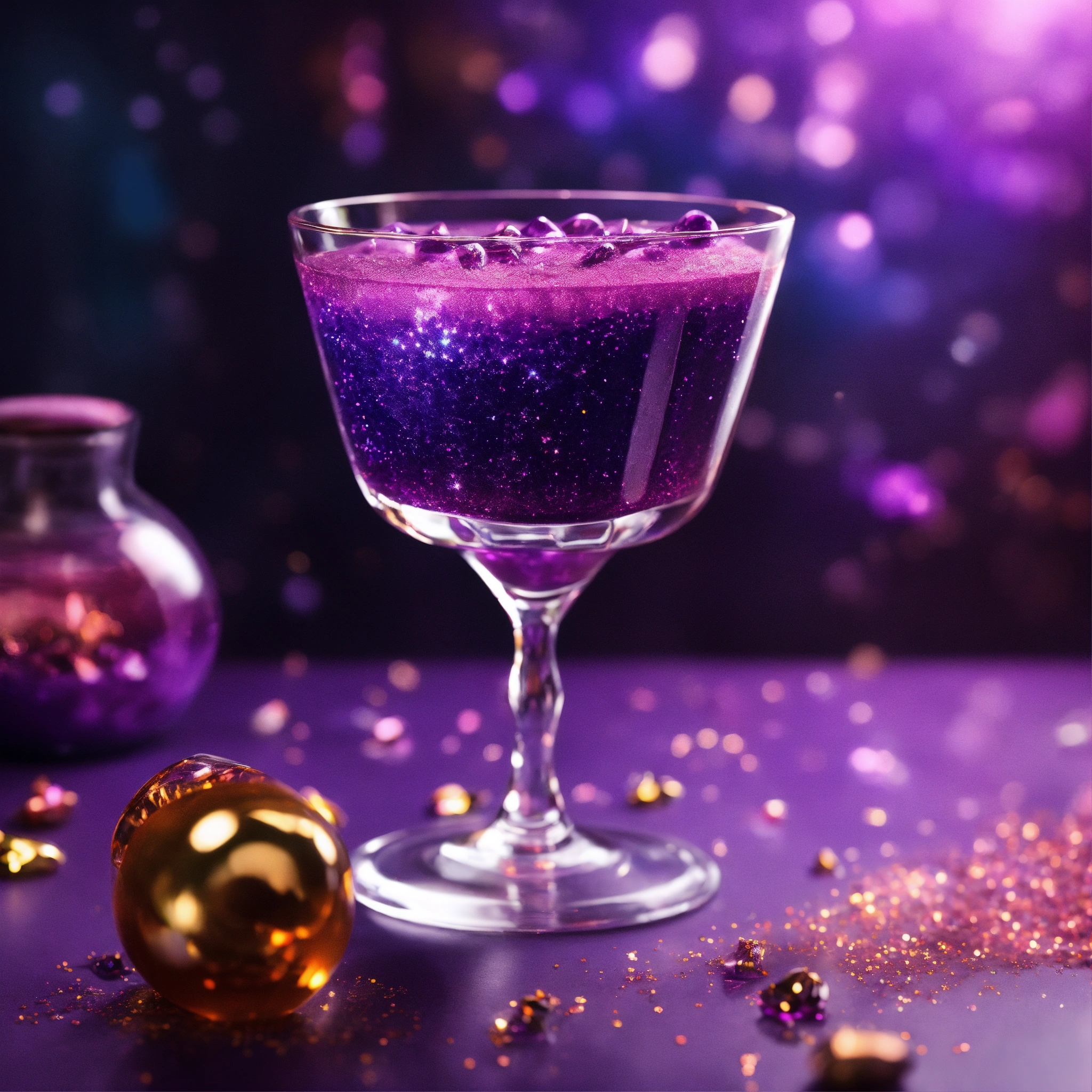 Lexica - Hyper realistic magical vibrant glitter purple wizard drink in ...