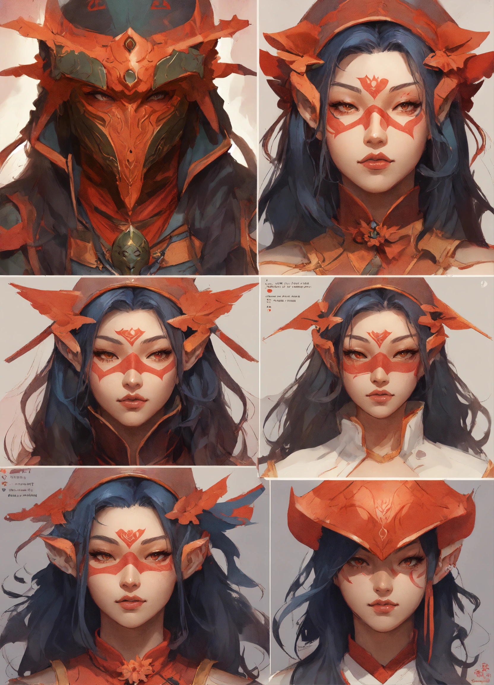 Lexica - Scary mask, tattoo woman warrior, character sheet, character ...