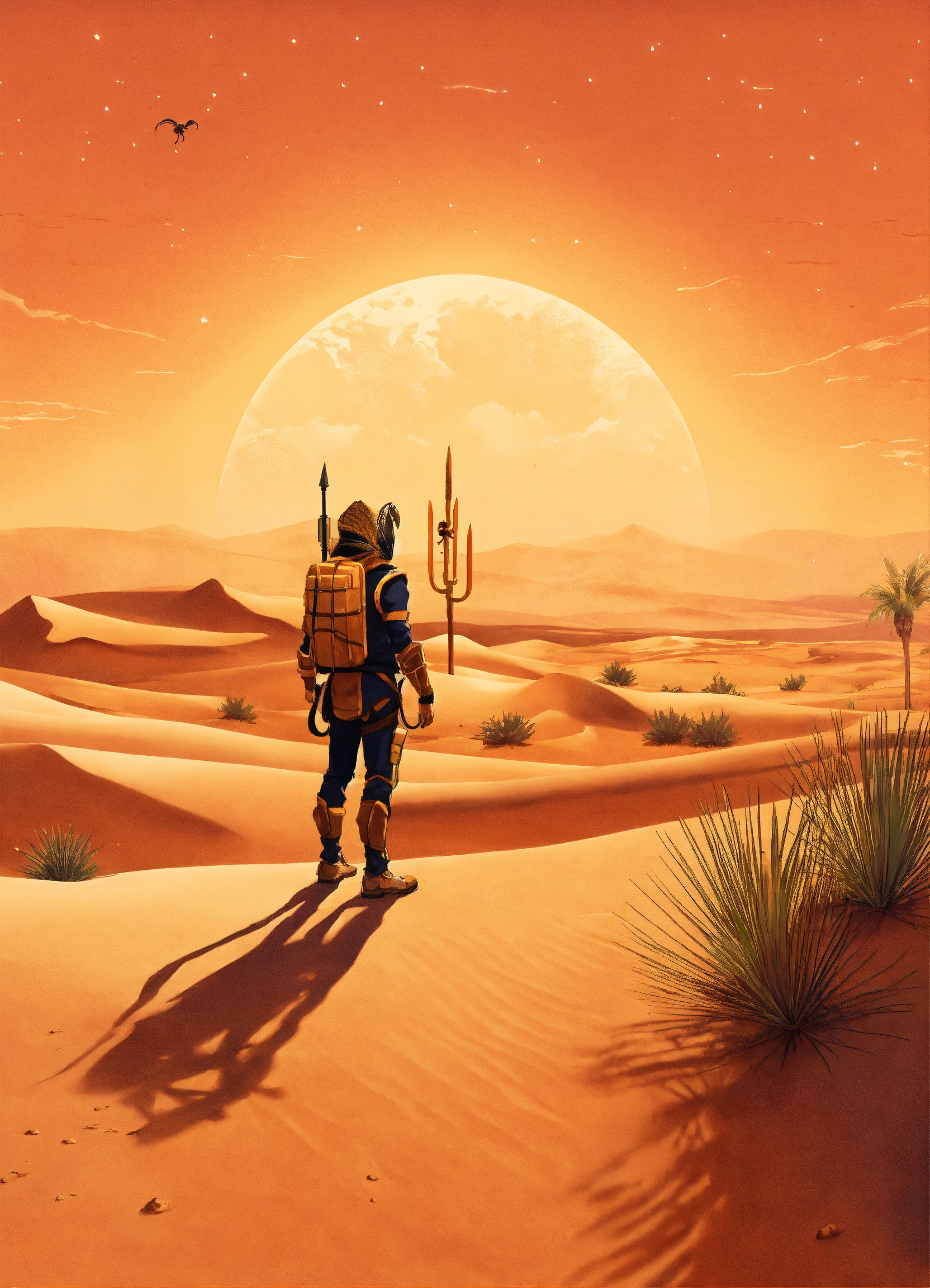 Lexica - Desert oasis background with scorpio zodiac theme with a ...