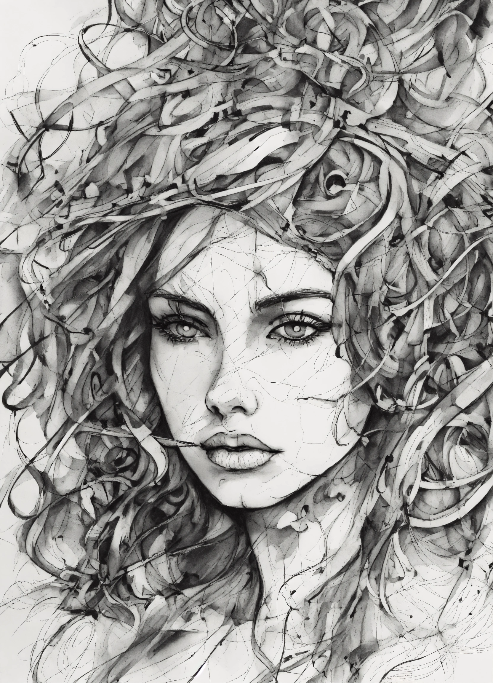 Lexica - Sketch of a the manifestation of anxiety. a woman surrounded ...
