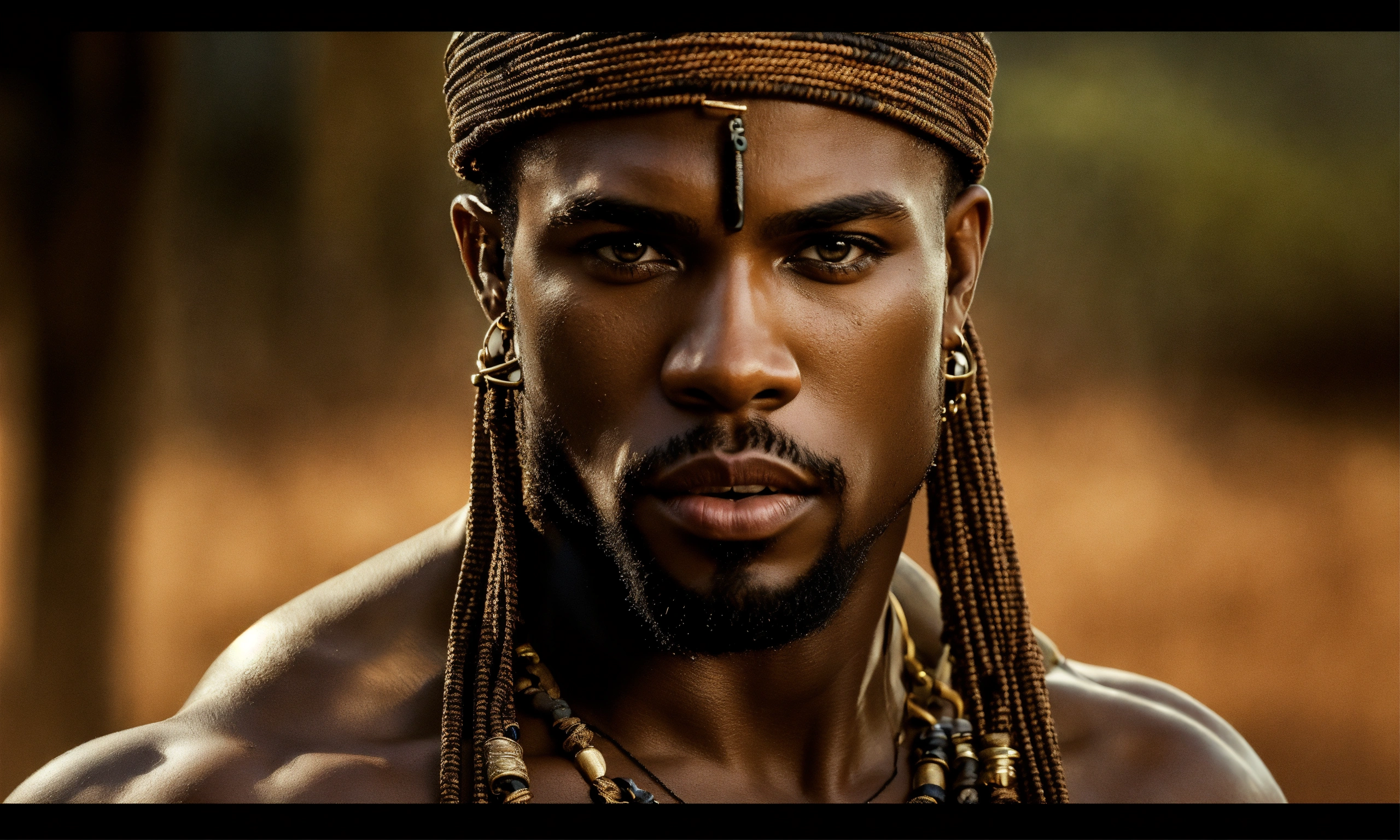 Lexica - Portrait of a stunningly handsome African warrior with defined ...