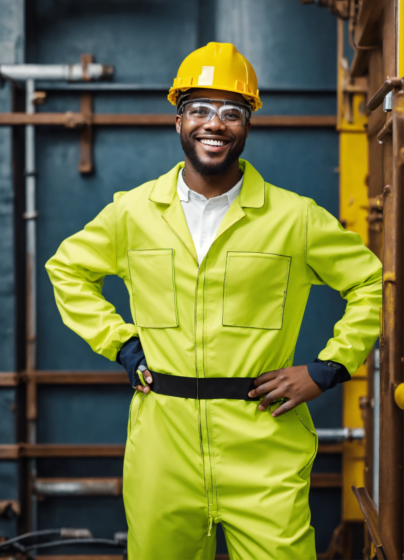 Lexica - Full body image of black male wearing engineering coverall ...