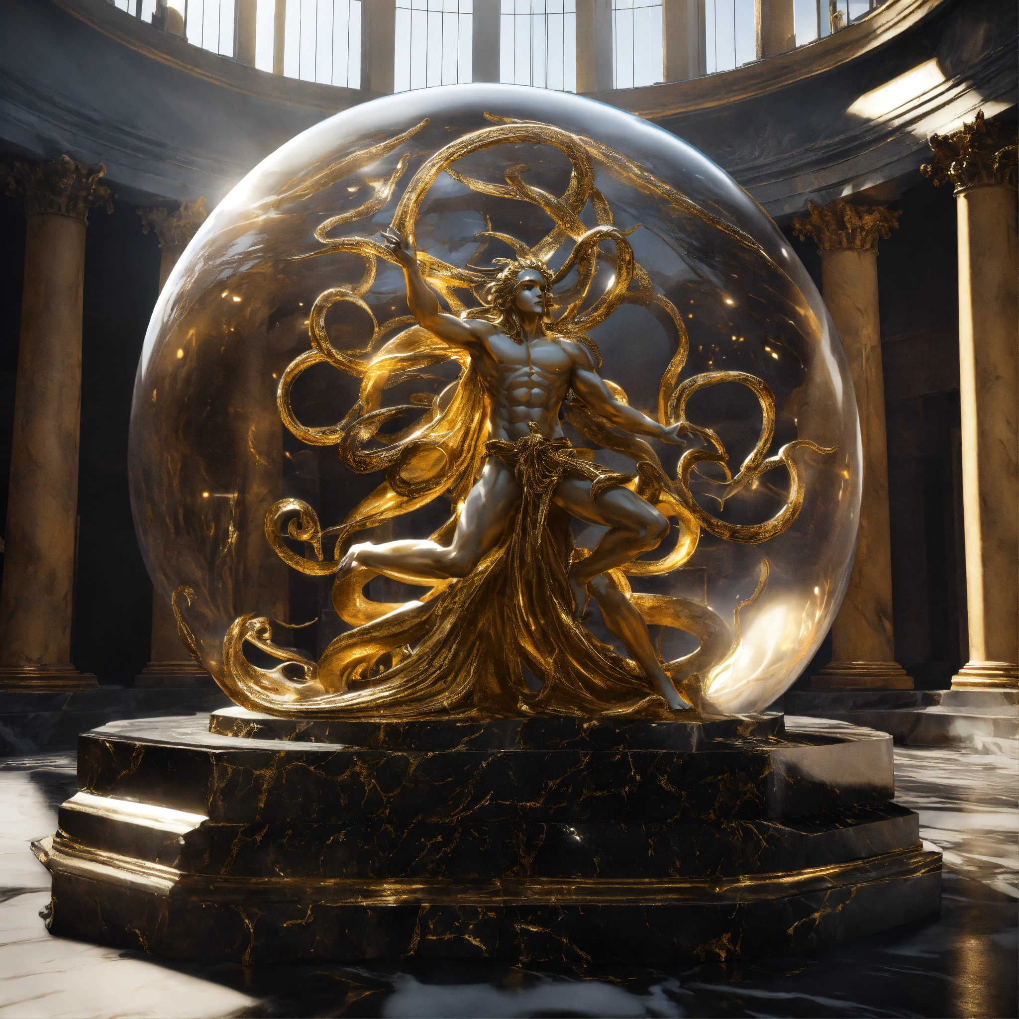 Lexica - A statue of a transparent sphere arounded by tentacles greek ...
