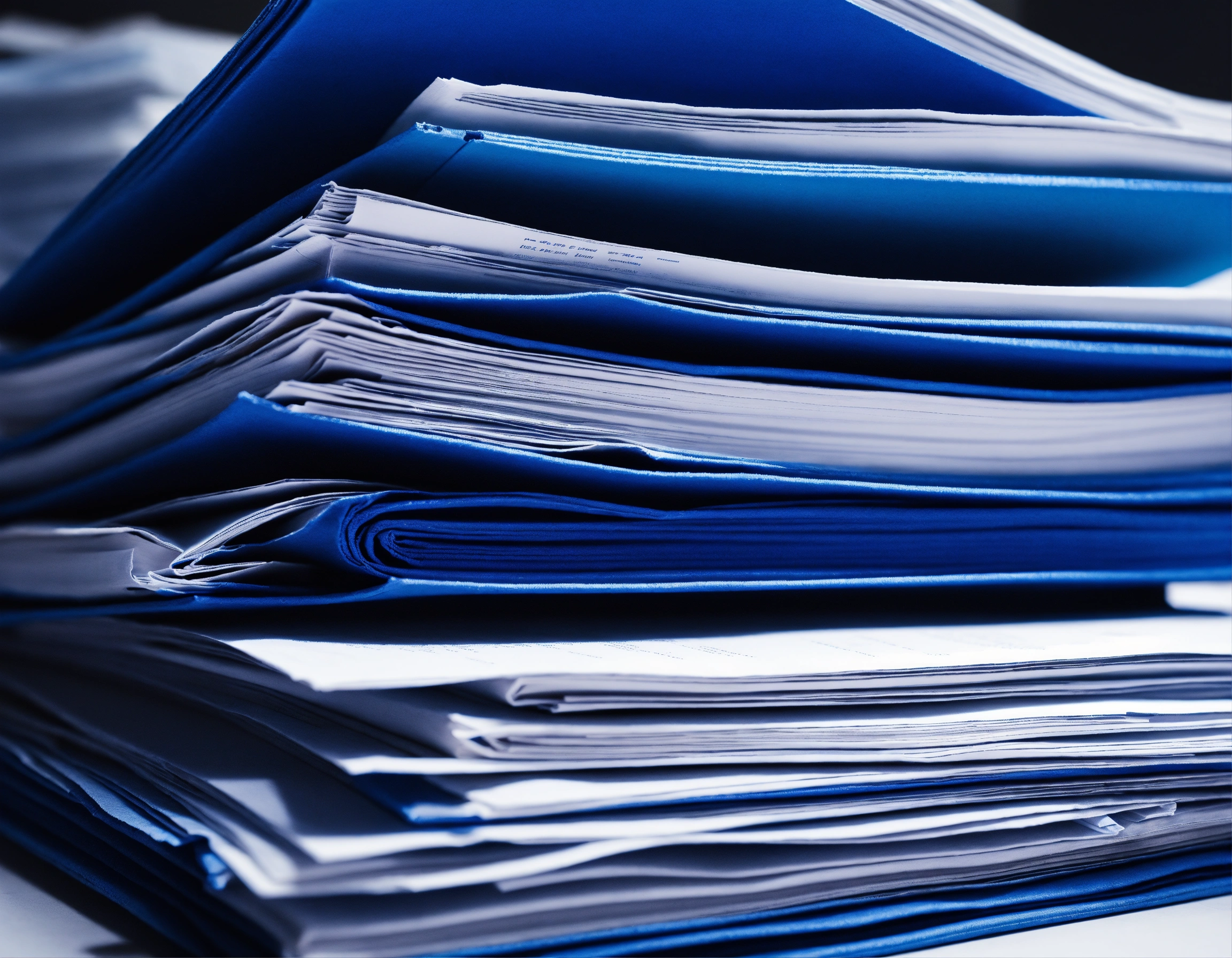 Lexica - Pile of paperwork like contracts with a navy blue colour theme