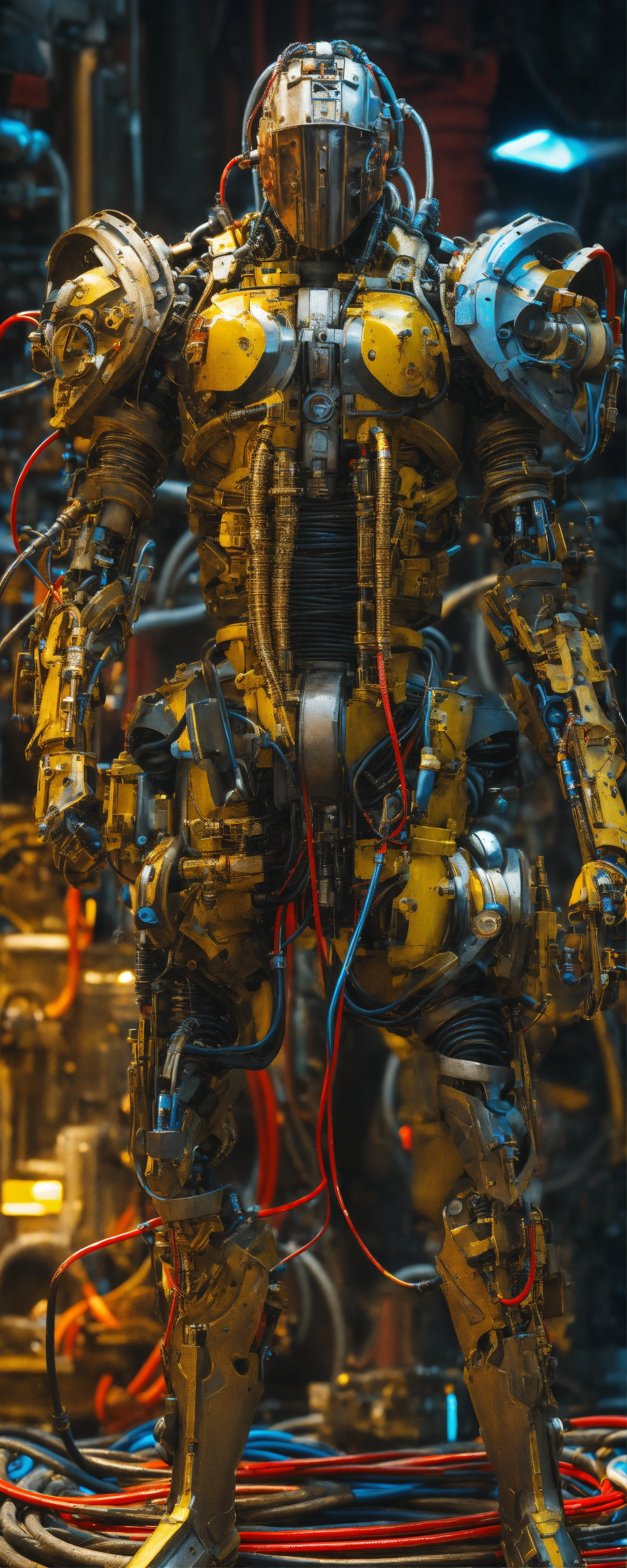 Lexica - Cybernetic mechanical warrior with many hoses and cables.