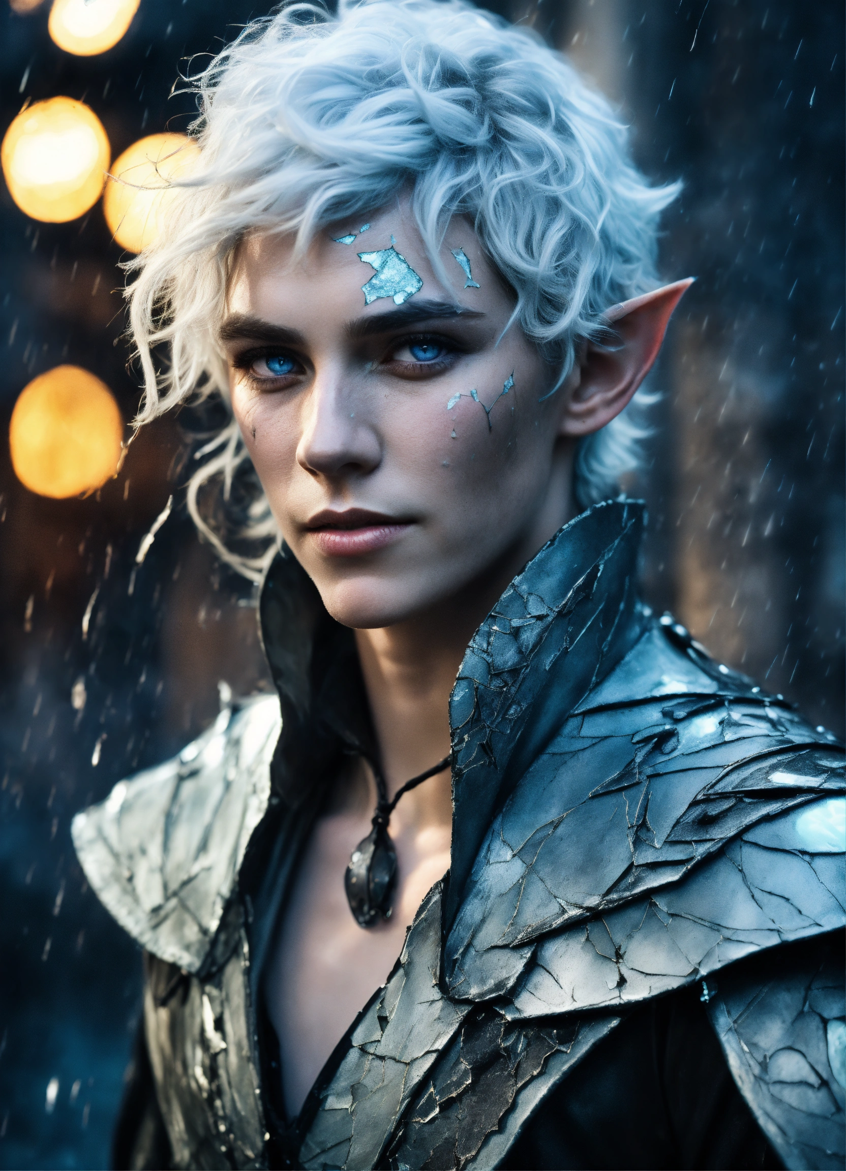 Lexica - Fantasy portrait of a ash-grey skinned elf, masculine ...