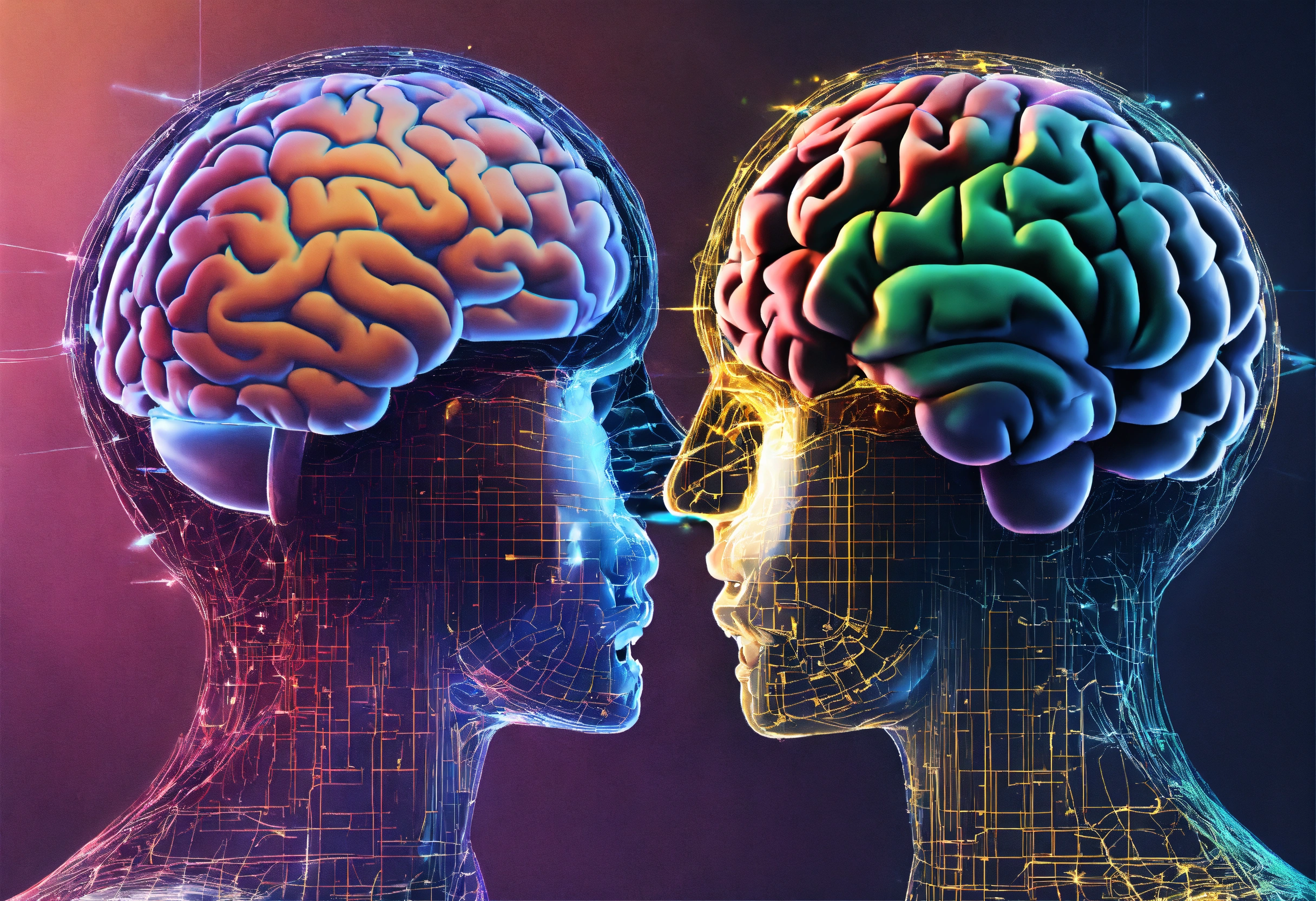 Lexica - 2 brain outlines communicating with each other