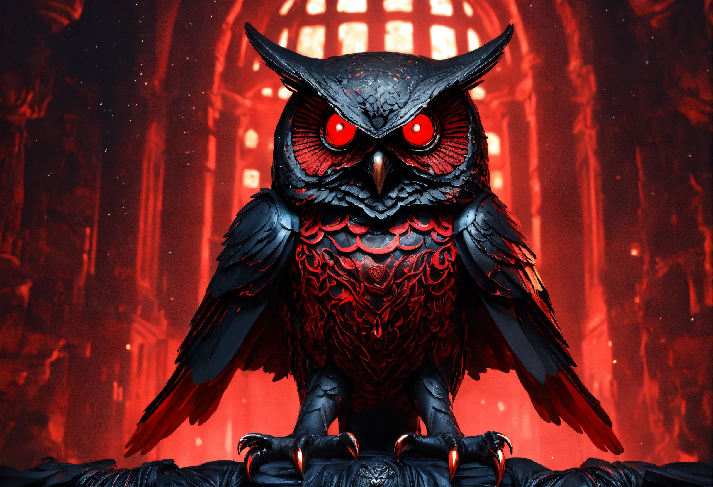 Lexica - Evil ferocious extraterrestrial predator owl, in red light and ...