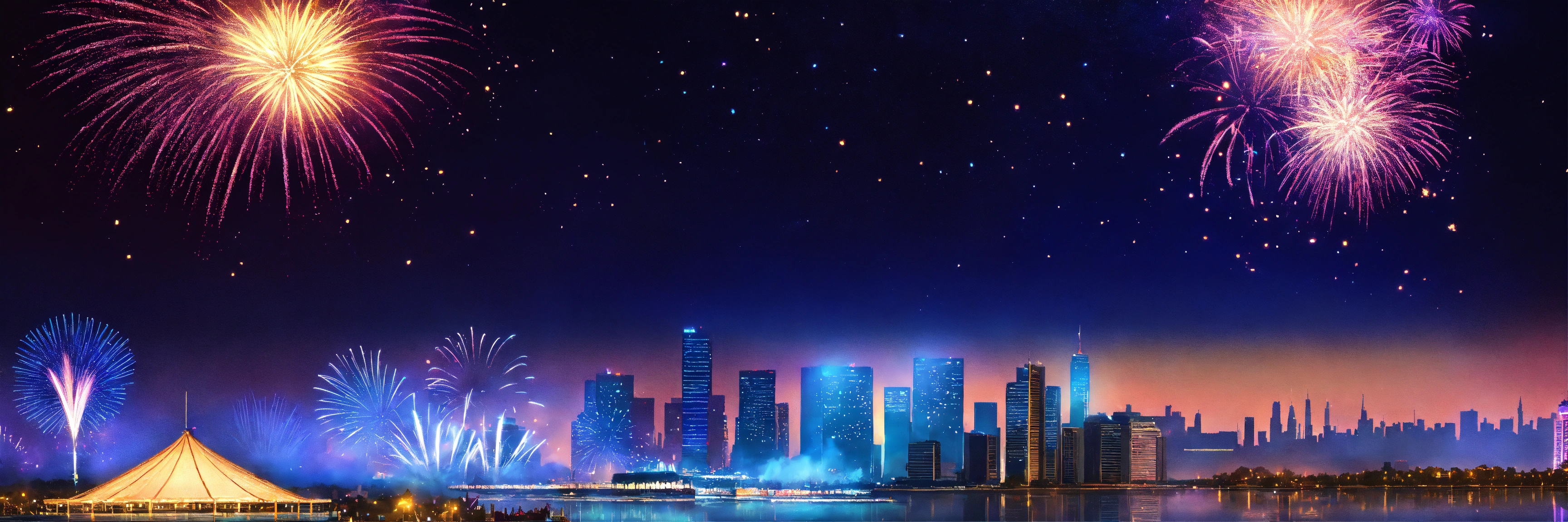 Lexica - Carnival celebration, blue fireworks in sky , sparkling ...