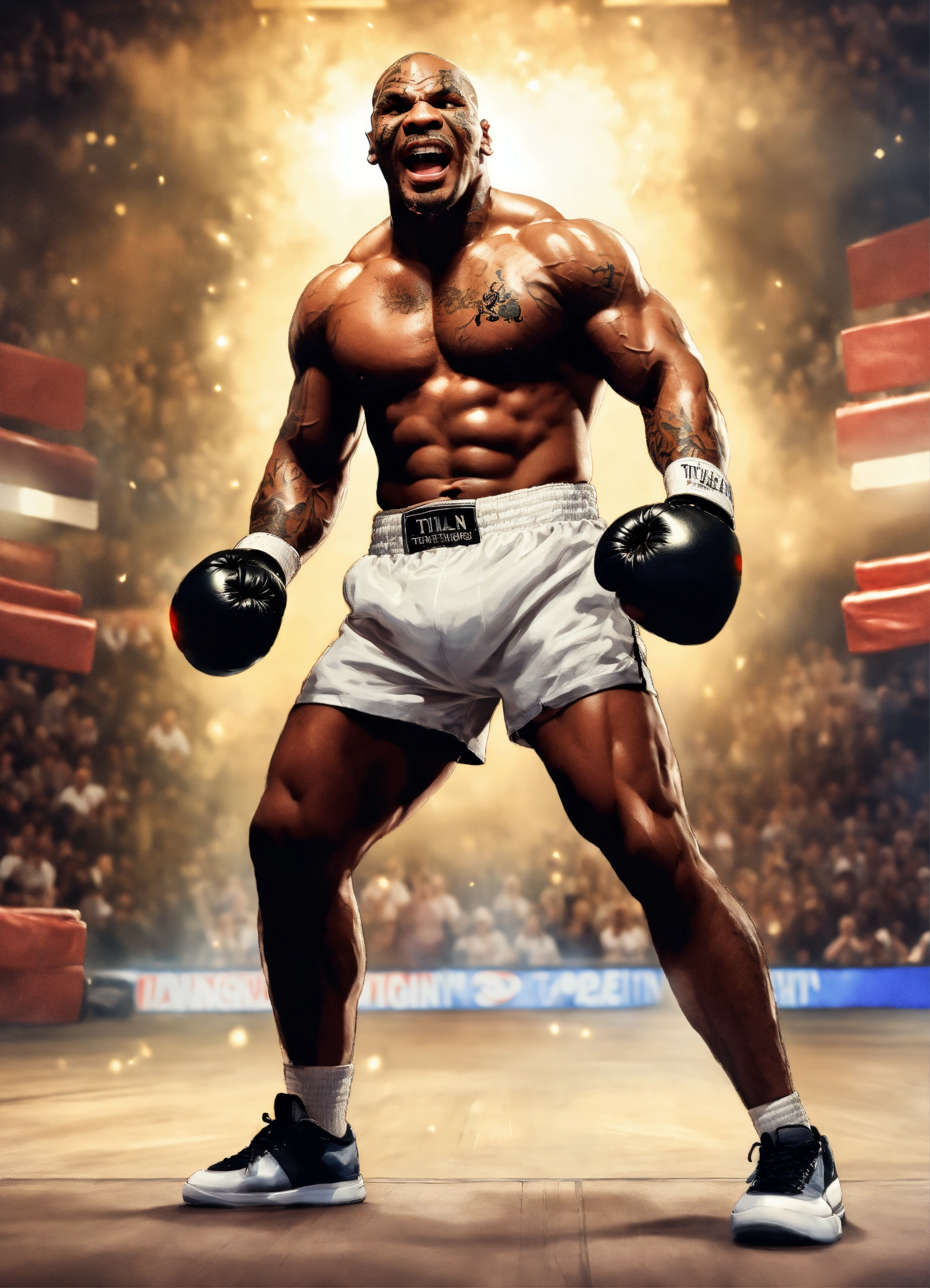 Lexica - Digital portrait of an anger muscular Mike Tyson with a bald ...