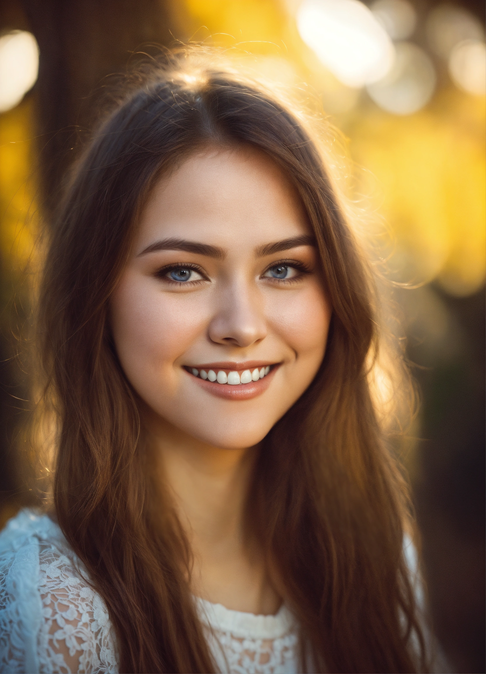 Lexica - Young woman innocent sweet smile portrait, dreamy eyes