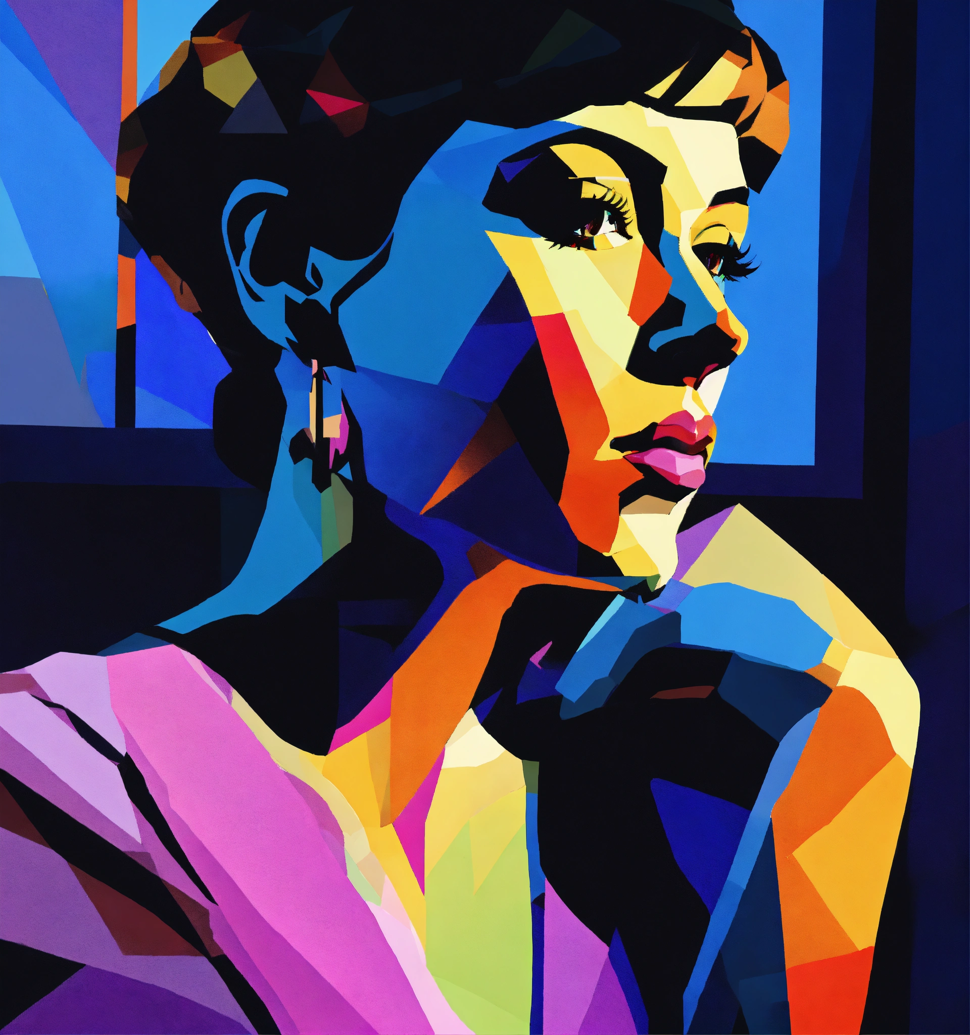 Lexica - Simplified abstract illustration of close up portrait of ...
