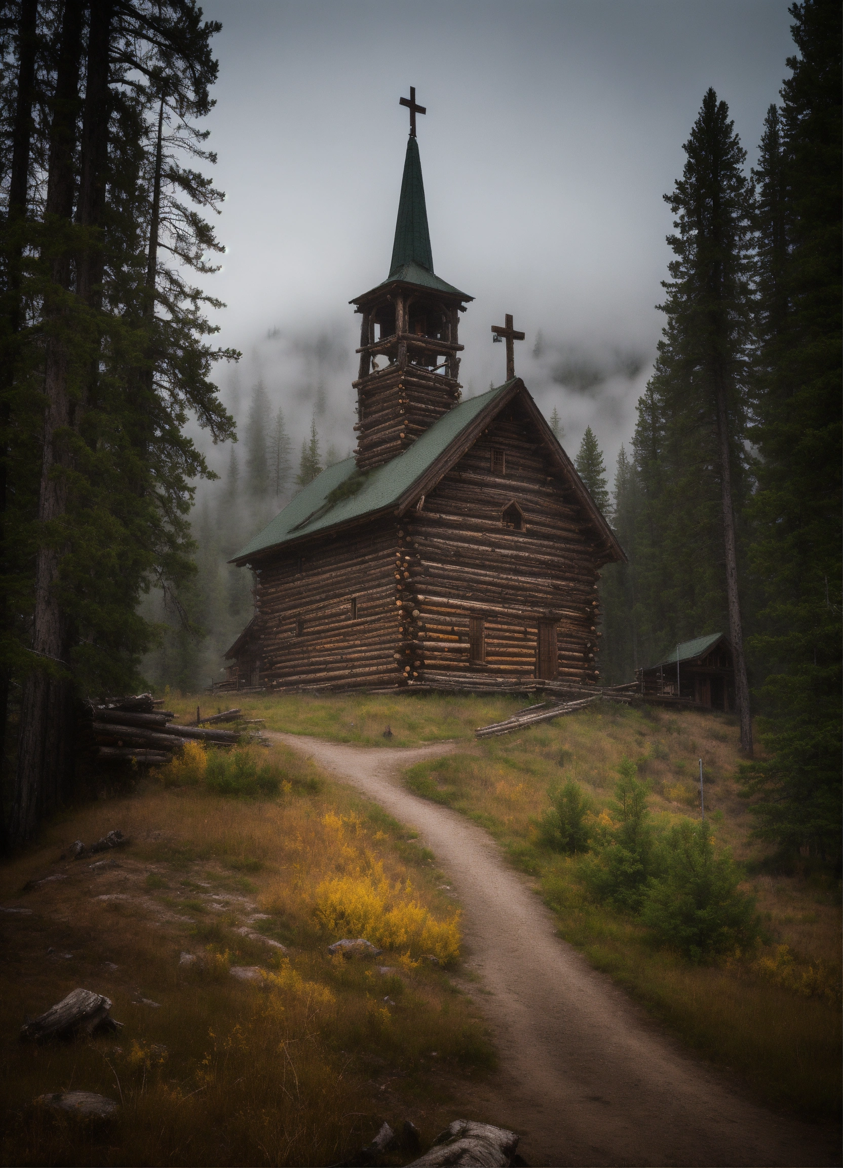Lexica - An award winning photograph of a creepy log-constructed ...