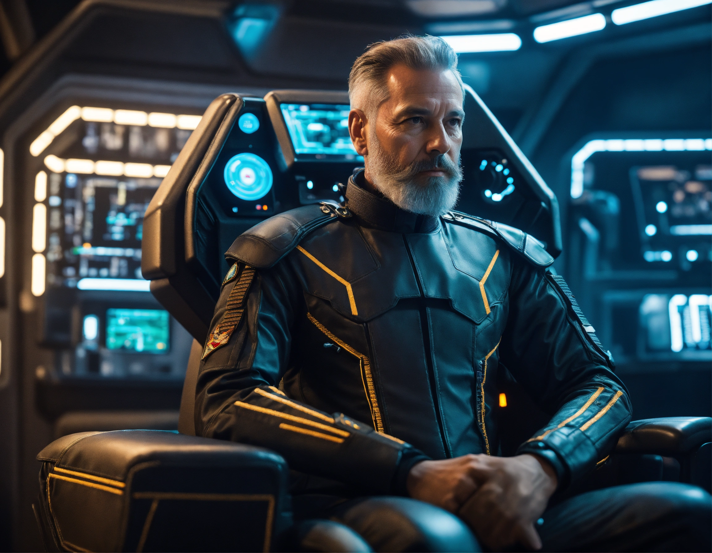 Lexica - 50 year old masculine star commander general with trim beard ...