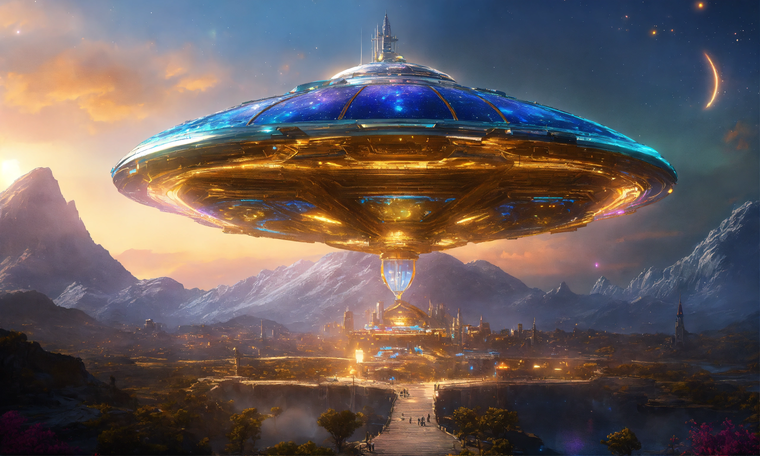 Lexica - Futuristic spaceship,alien design,flying in starry space ...