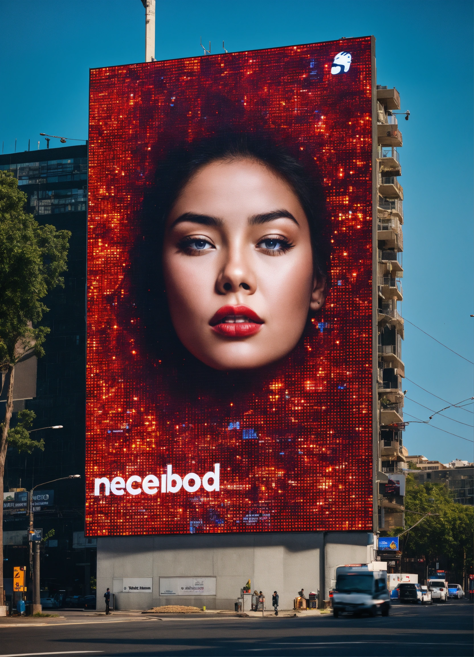 Lexica - Digital billboard with a face coming out of it