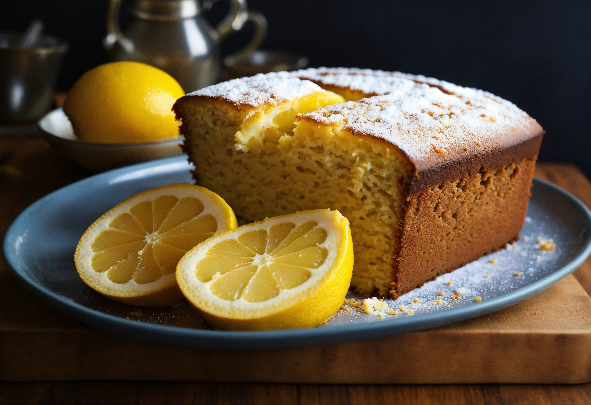 Lexica - Capture the essence of a sliced up lemon cake in loaf vorm a ...