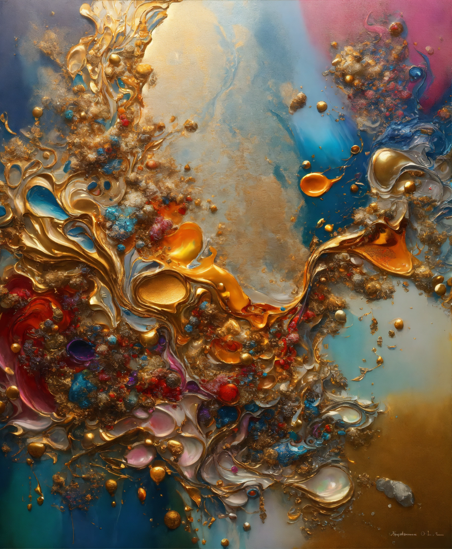 Lexica - Colorful abstract painting oil and water complex complicated ...