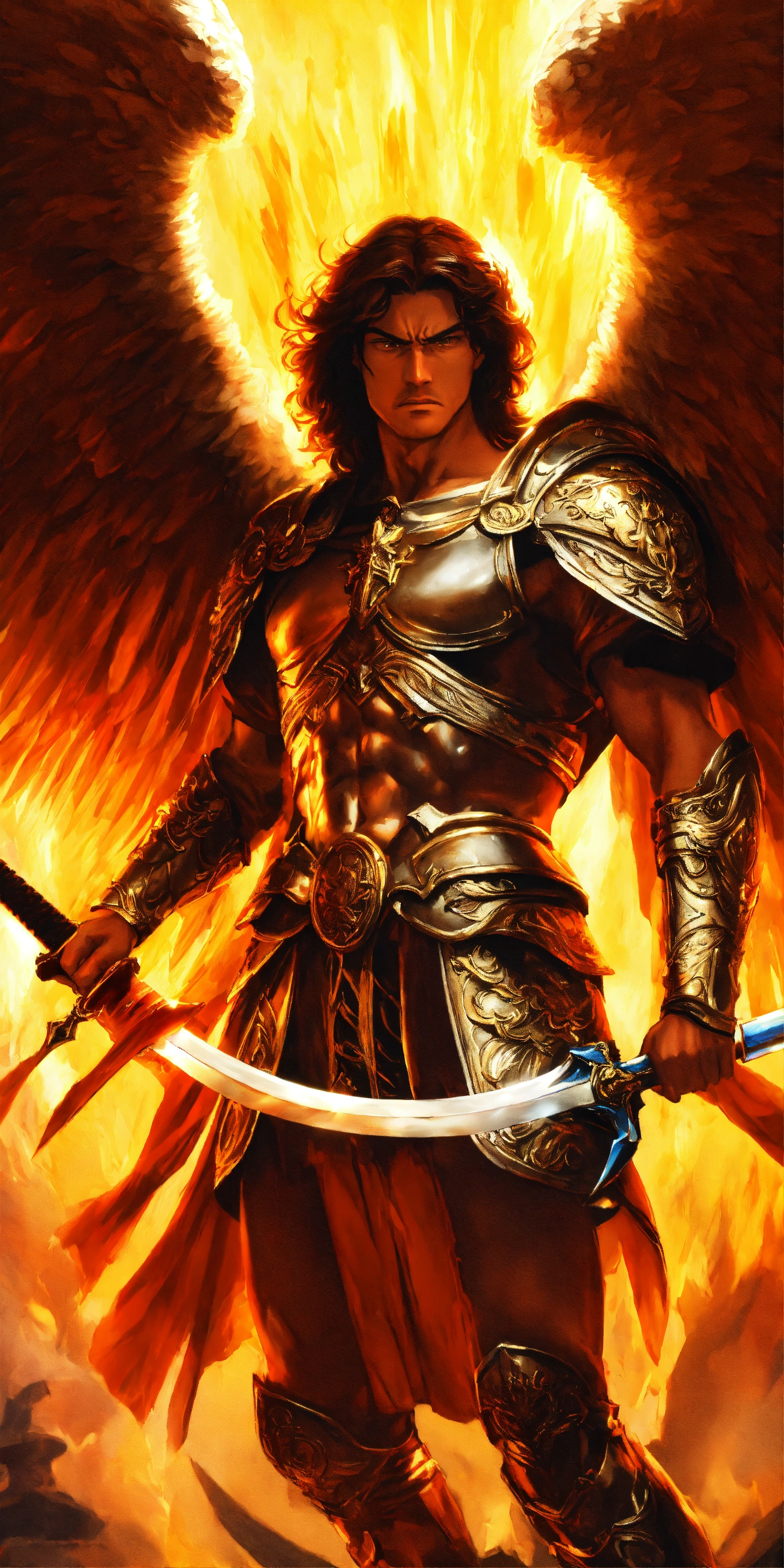 Lexica - Archangel michael angry, with a great sword