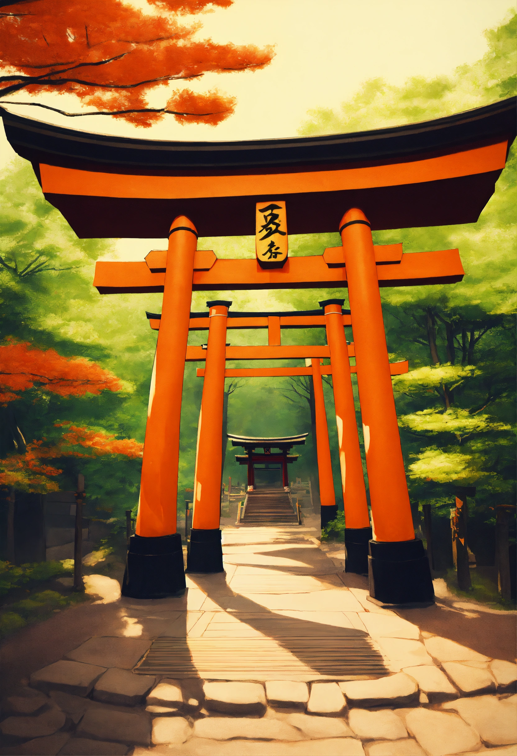 Lexica - An animation-style image of the Senbon torii of the Fushimi ...