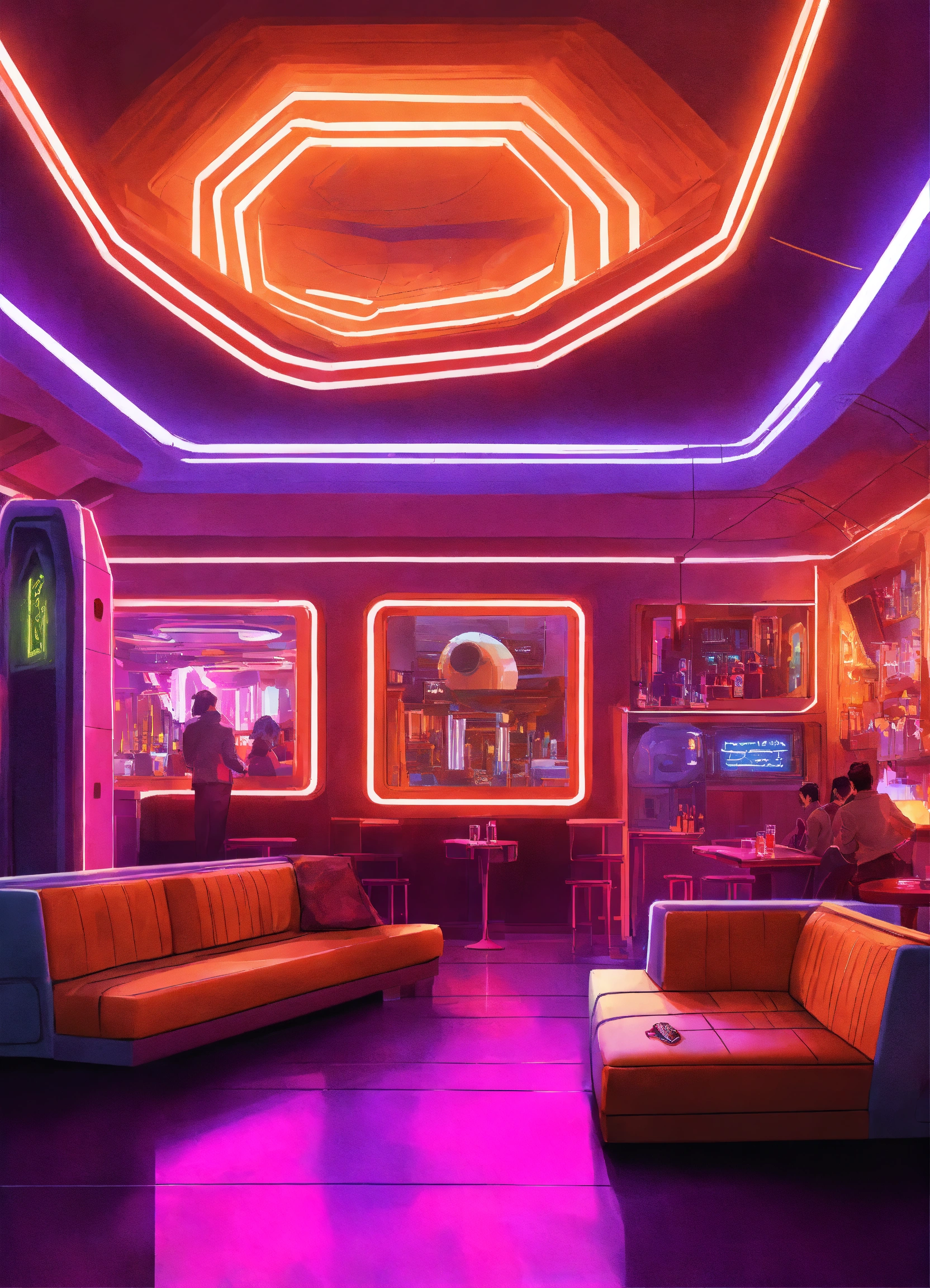 Lexica - Digital art of a Star Wars cantina night club with an open ...