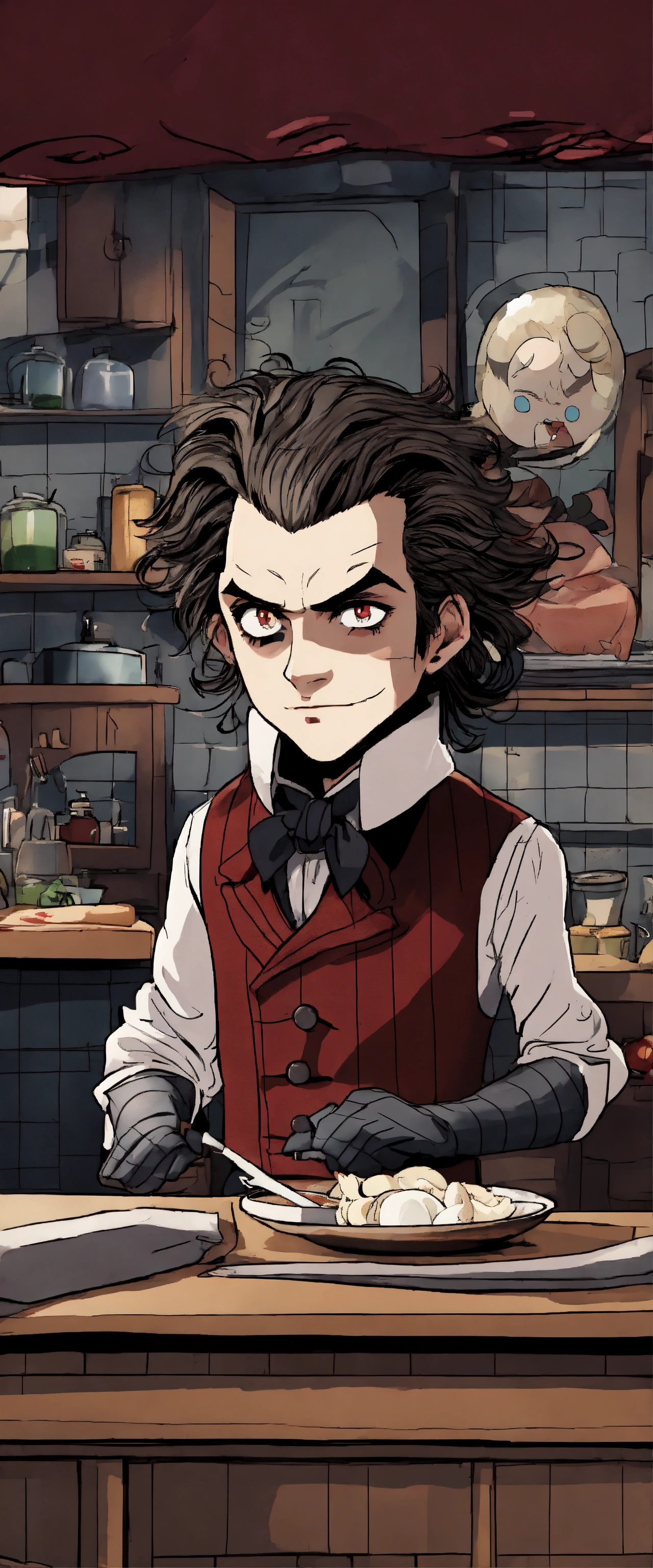 Lexica - Sweeney Todd en dessin animé mignon pour bébé, grands yeux ...