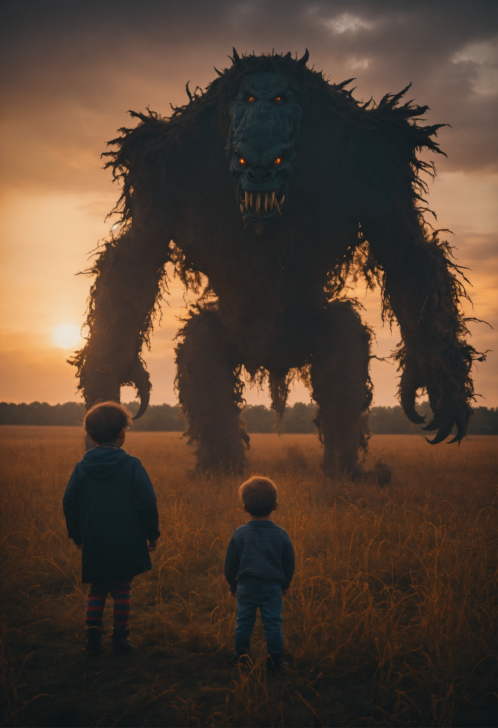 Lexica - Terrifying humanoid monster looming over small child in an ...