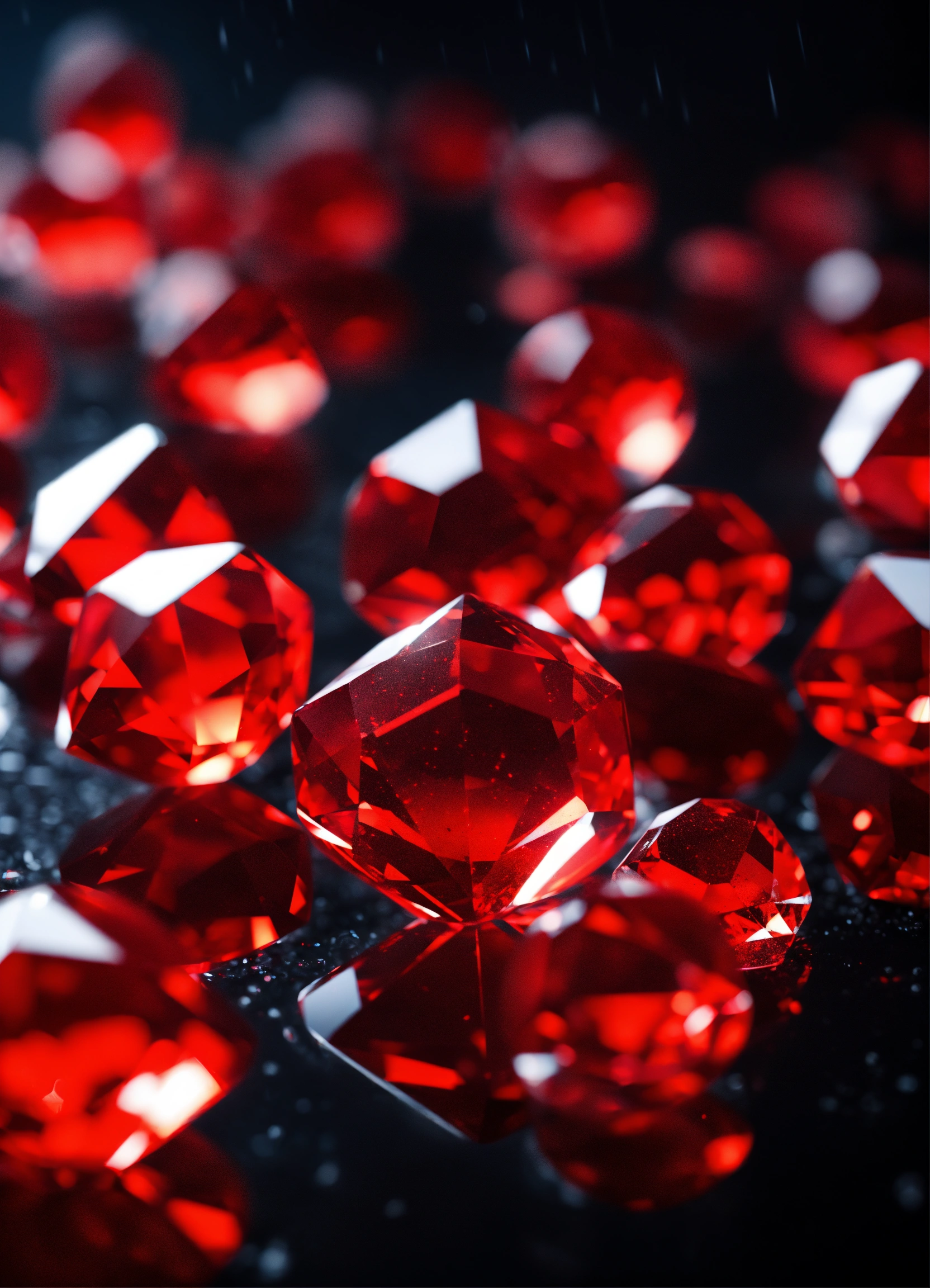 Lexica - Hyper realistic red opaque sparkling crystals in air with ...