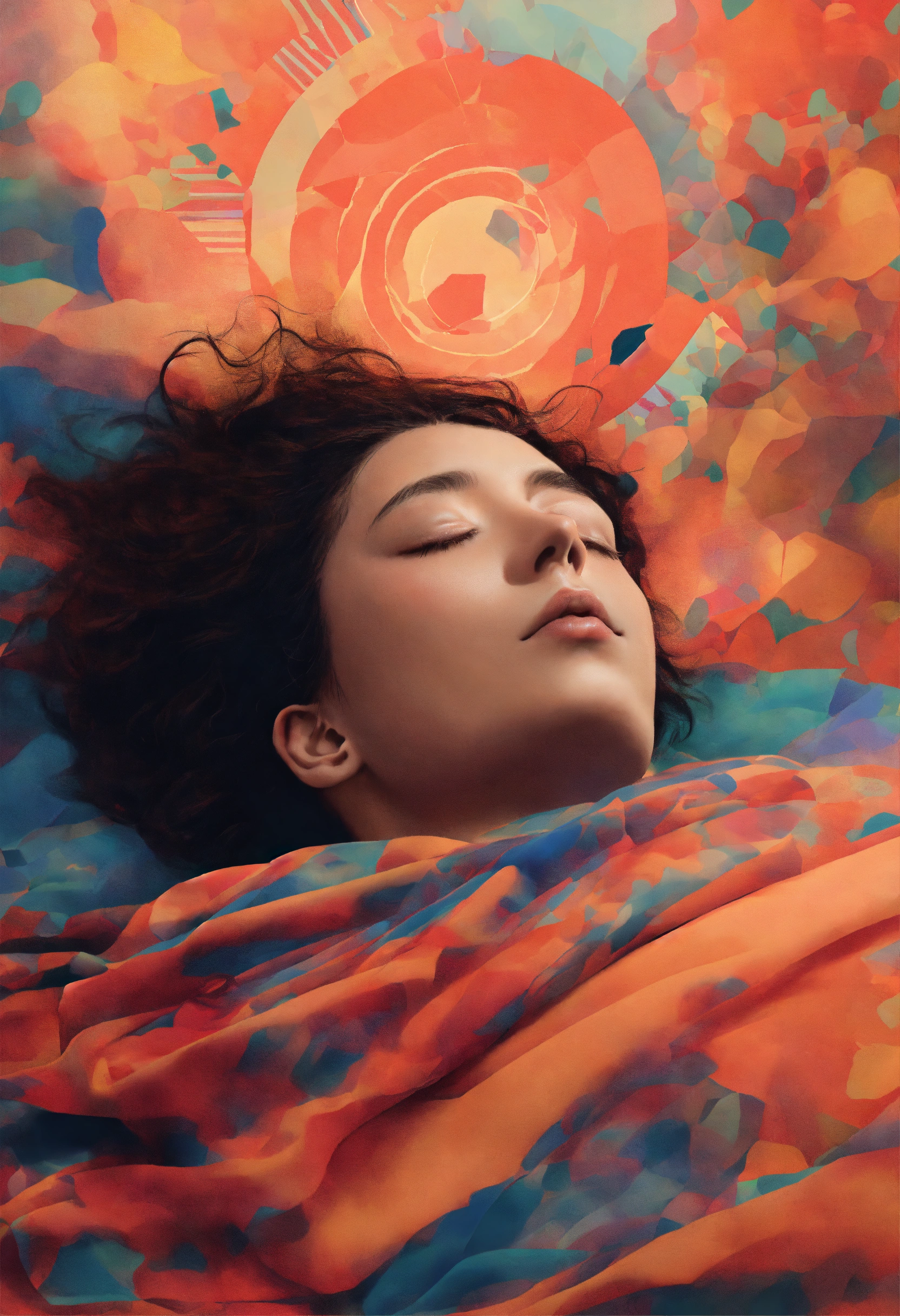 Lexica - A surreal digital art of a sleeping person with closed eyes ...