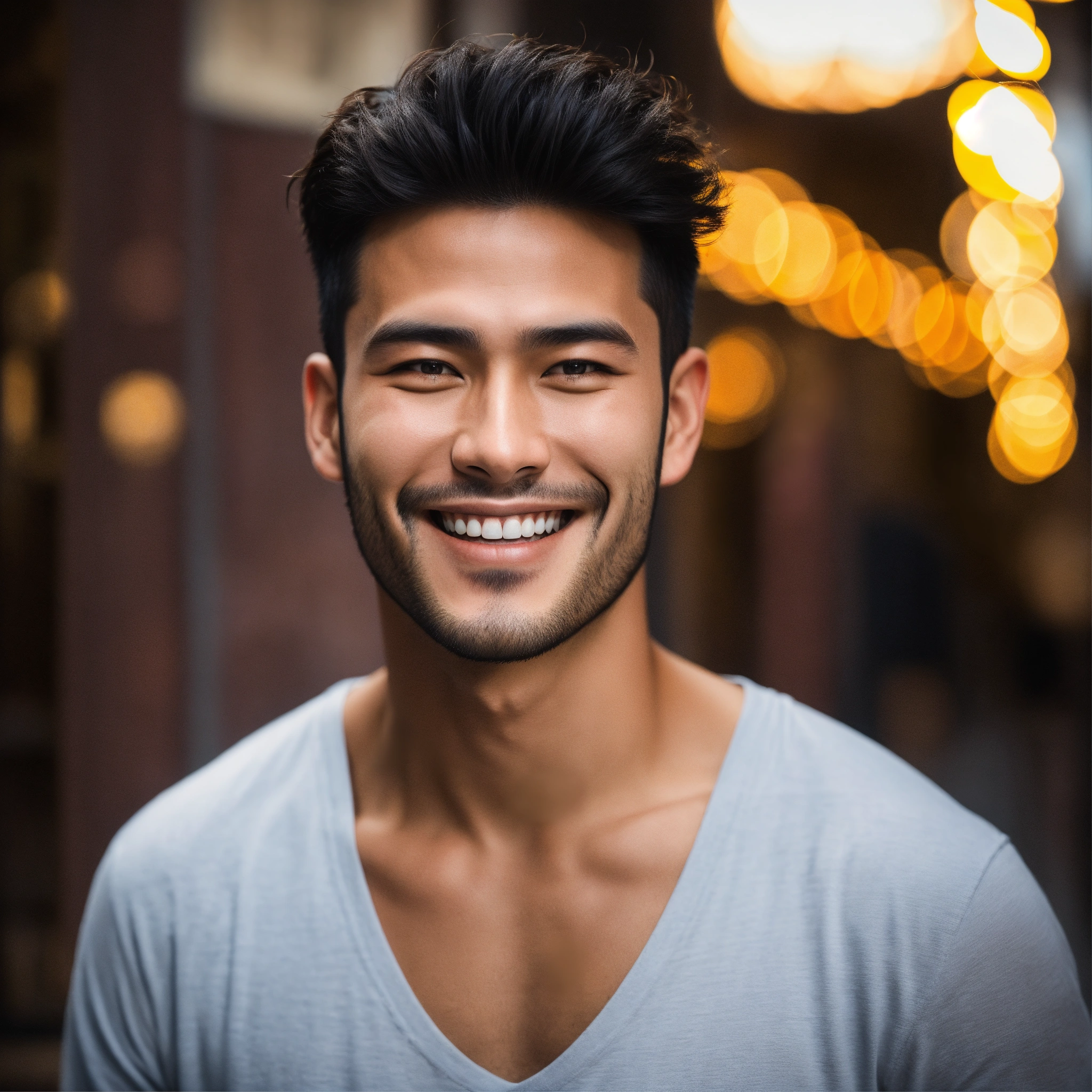 Lexica - Attractive photo of asian italian male model smiling