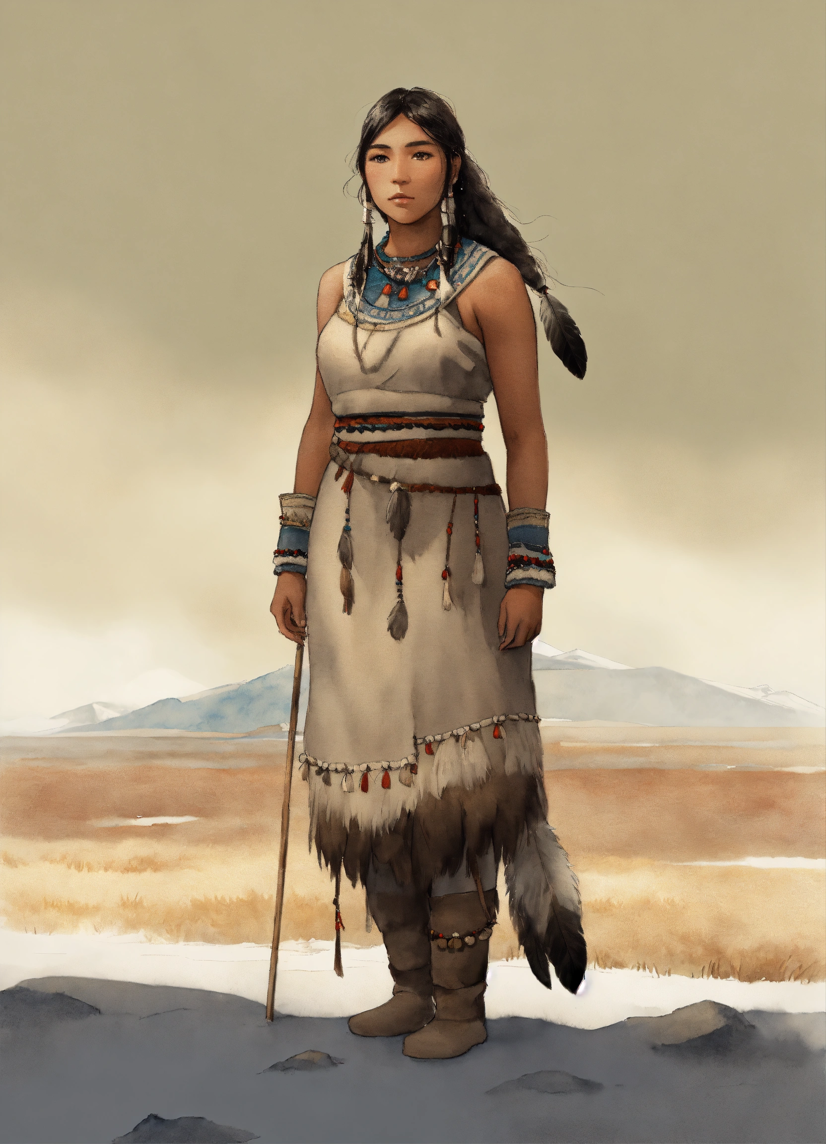 Lexica - Full body Illustration of an inuit woman, young, 18 years old ...