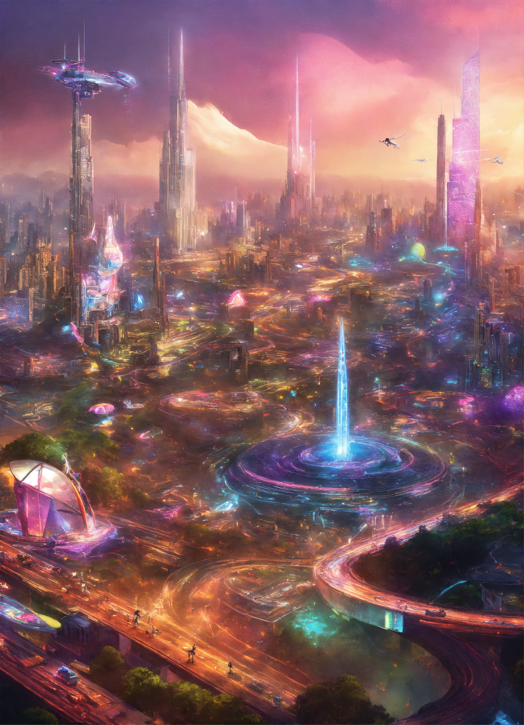 Lexica - Fairies overthrow in a futuristic metropolis with unicorns in ...